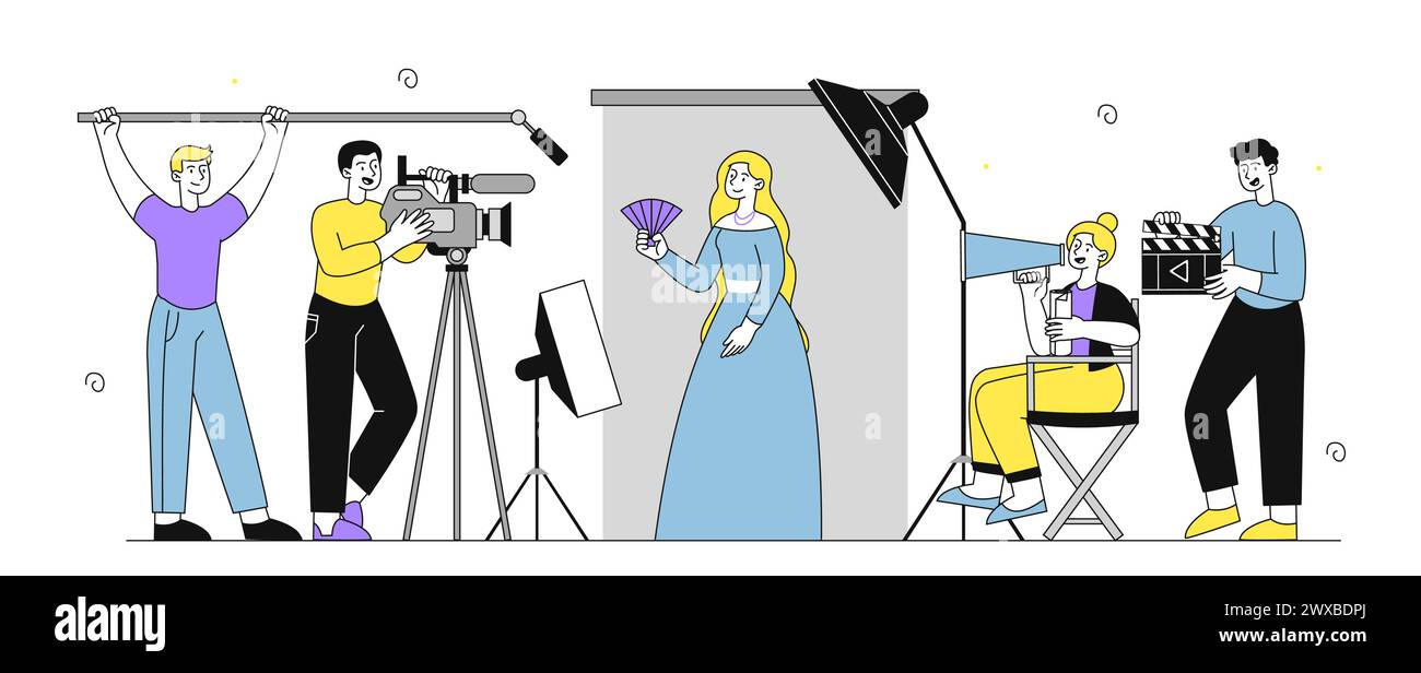 Cinema record scene vector linear Stock Vector Image & Art - Alamy