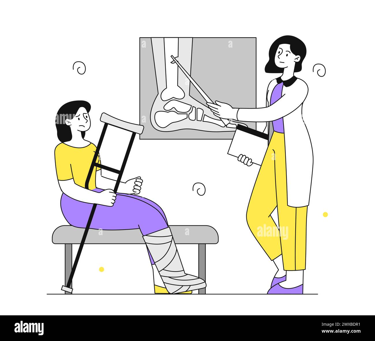 Woman with broken leg vector linear Stock Vector Image & Art - Alamy