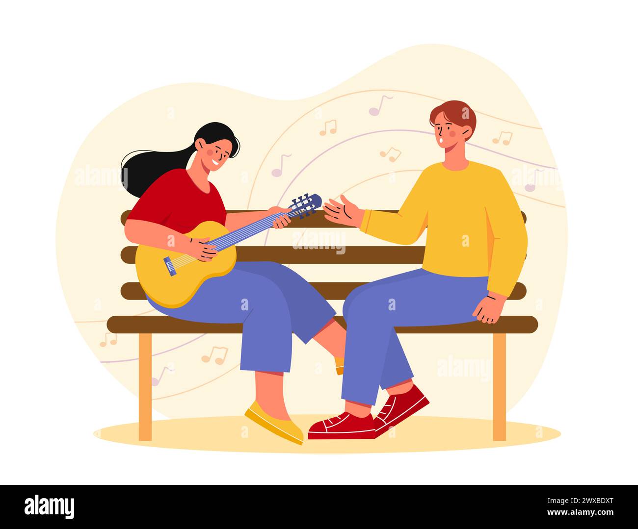 Couple sings with guitar vector Stock Vector Image & Art - Alamy