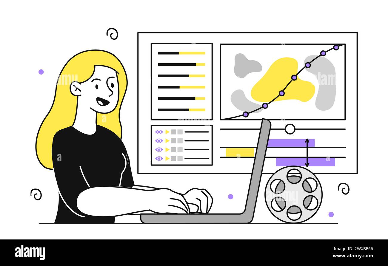 Woman editor vector linear Stock Vector Image & Art - Alamy