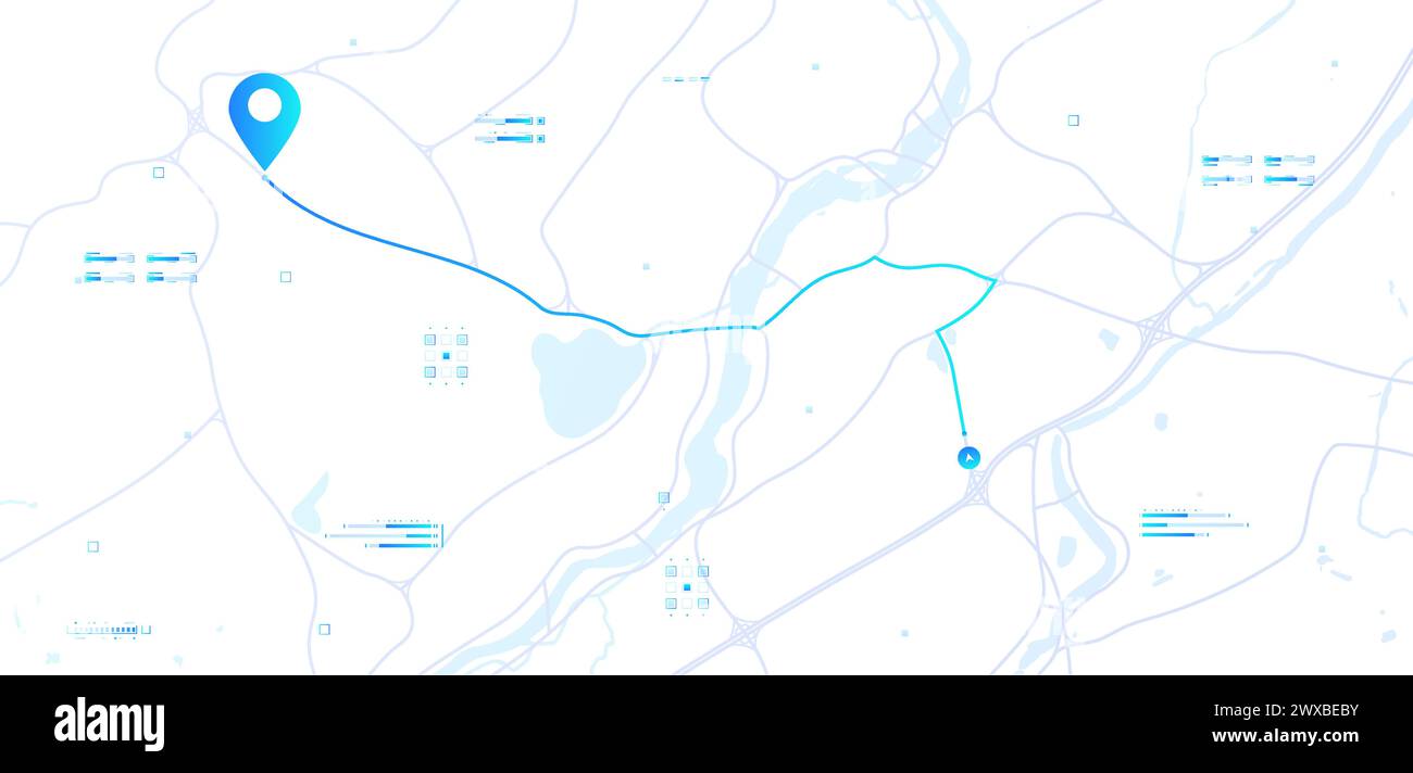 Futuristic map white poster. avigation and geolocation. Graphic element ...