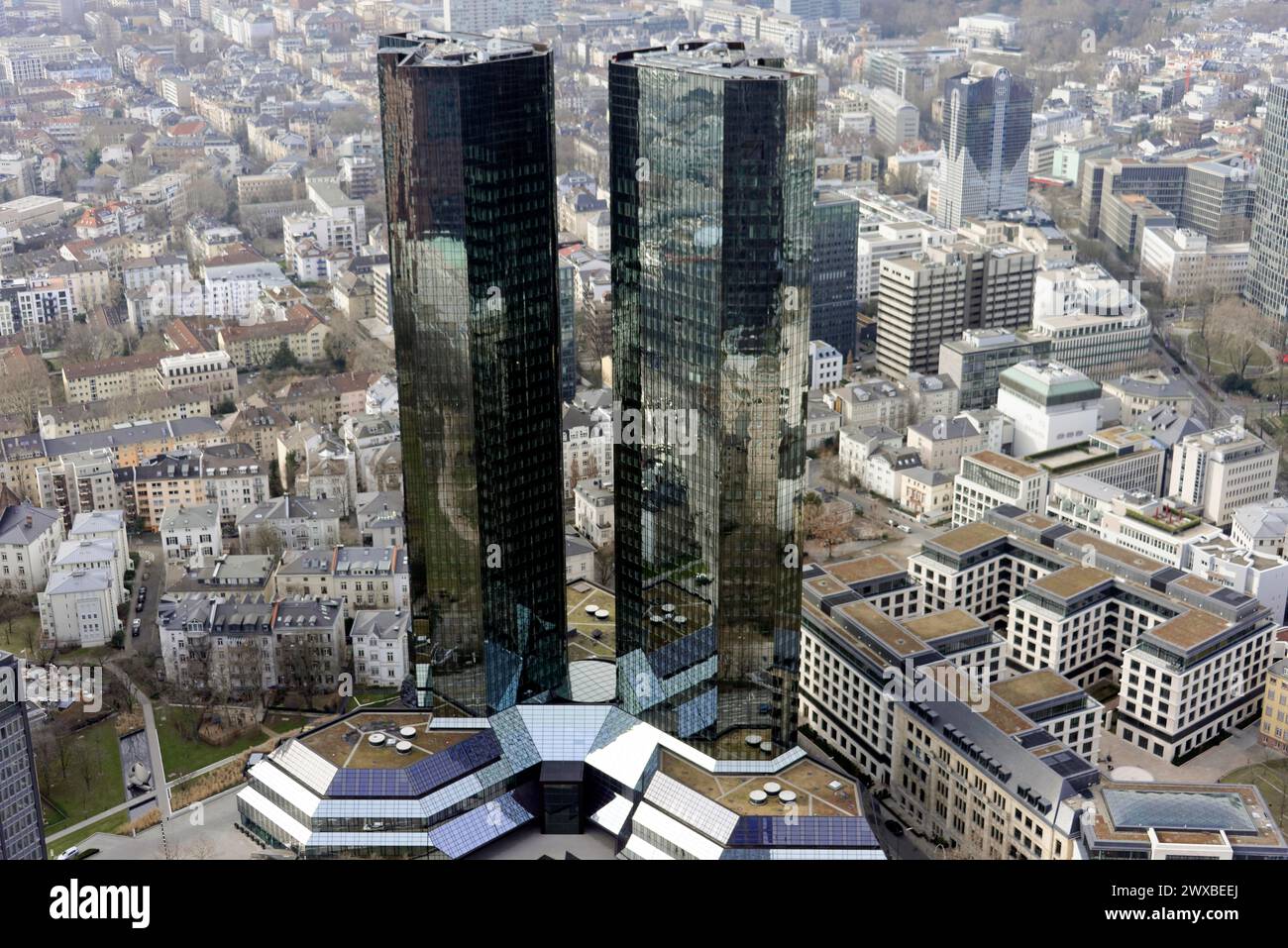 View from the Main Tower, aerial view of two high-rise buildings with ...