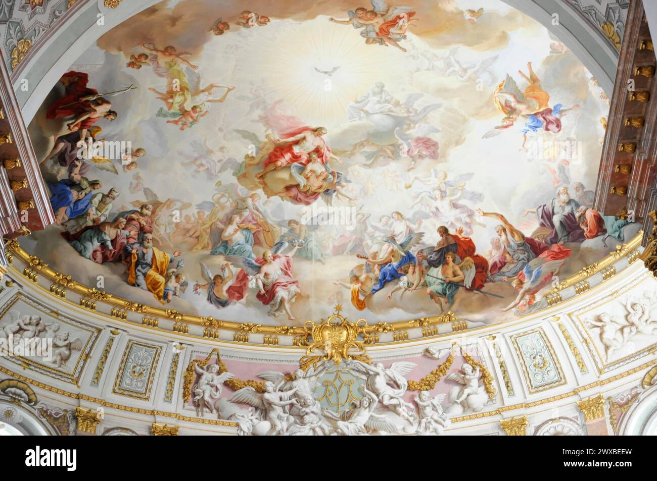 Ettal Monastery, Baroque ceiling fresco by Johann Jakob Zeiller, with ...