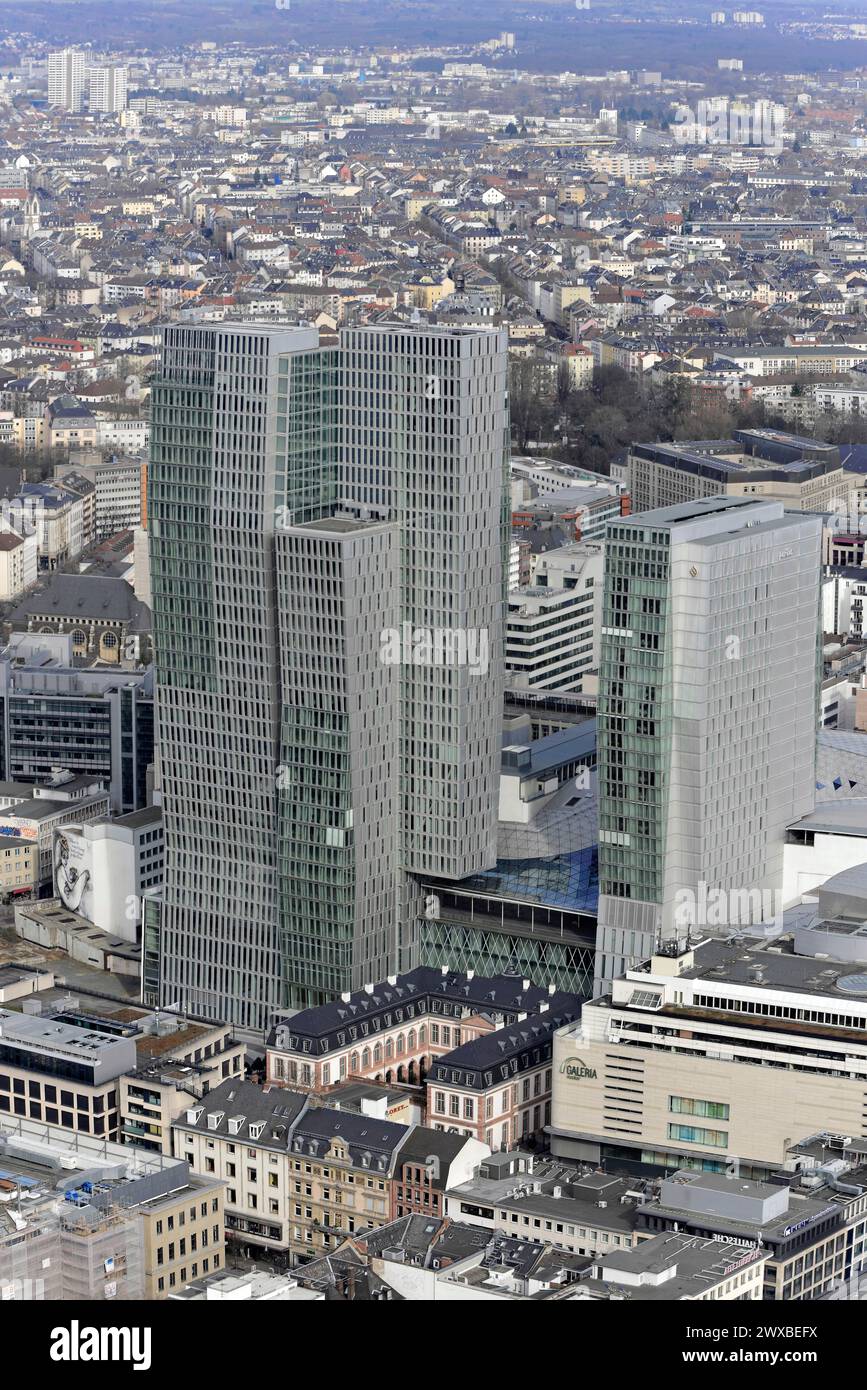 View from the Main Tower, aerial view of high-rise buildings with glass ...
