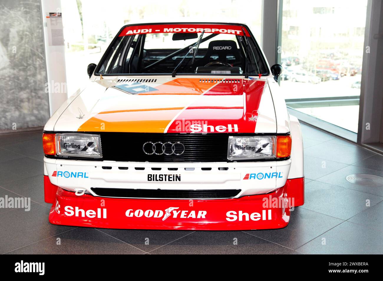 Museum mobile, Audi Museum, Red Audi Quattro rally sports car with ...