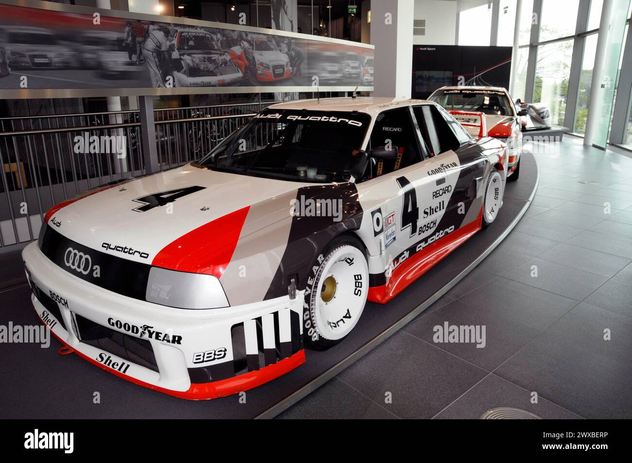 Museum mobile, Audi Museum, Front view of an Audi Quattro rally racing ...