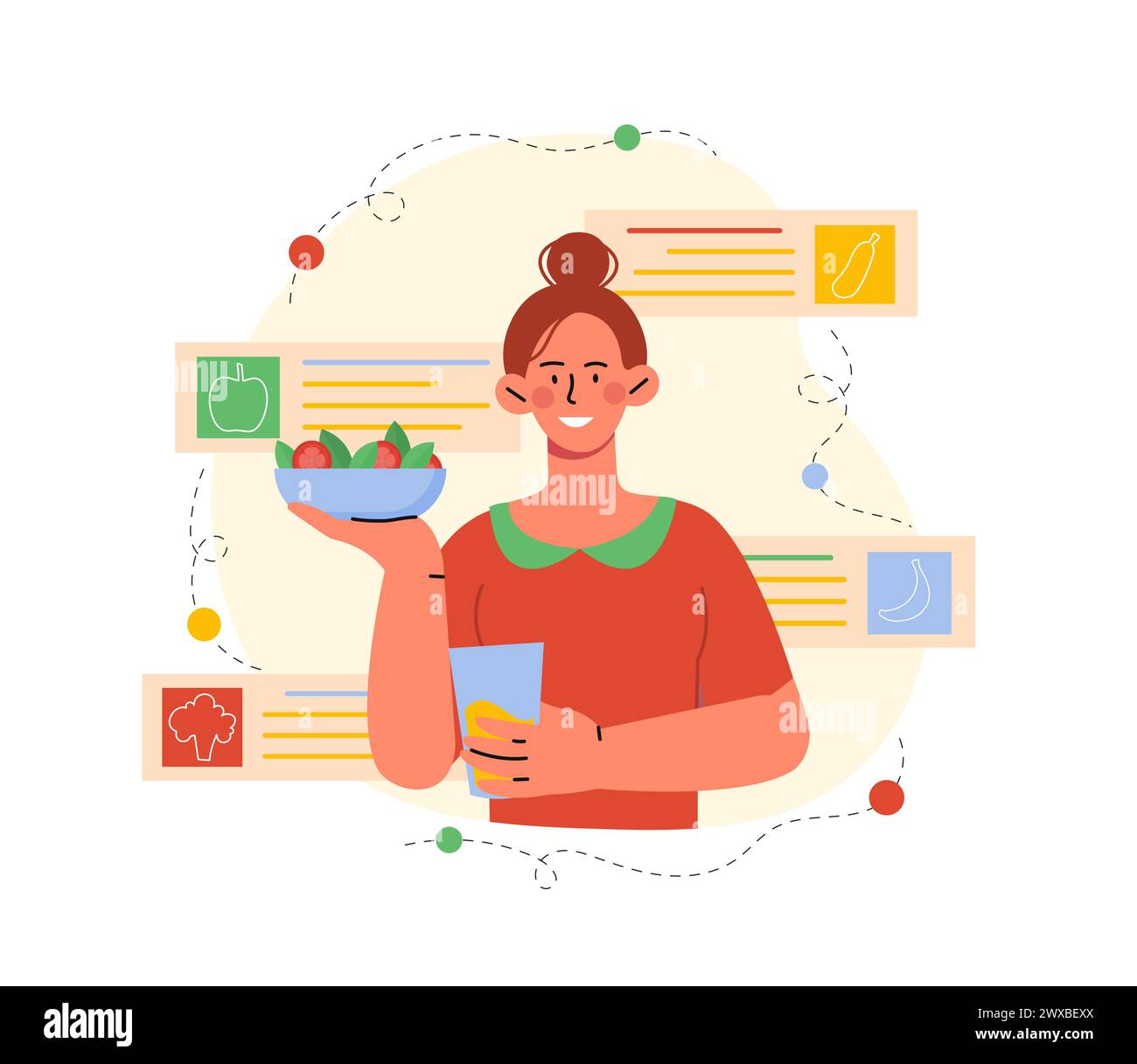 Woman with healthy eating vector Stock Vector Image & Art - Alamy