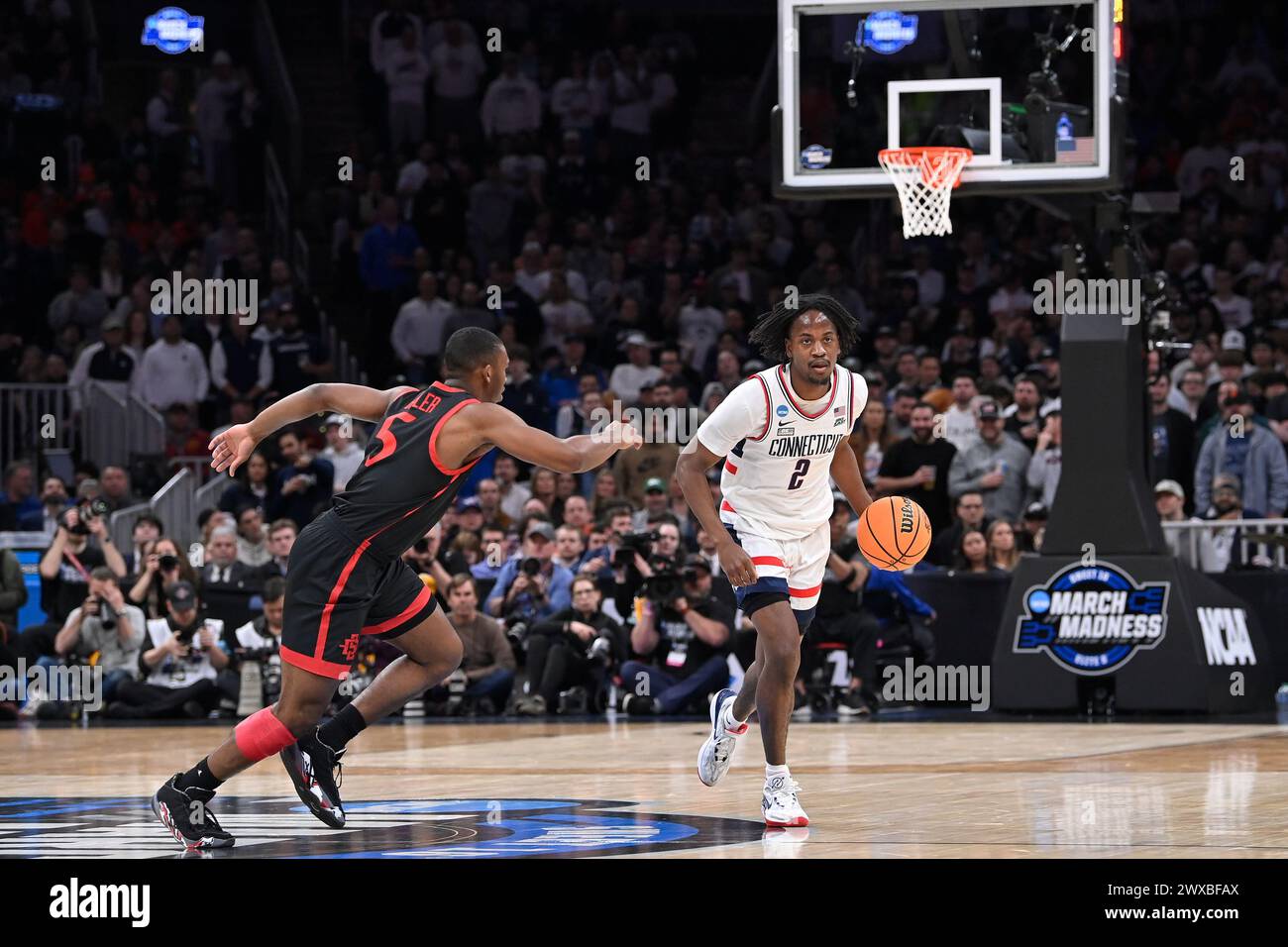 March 28, 2024, Boston, Mass: Connecticut Huskies guard Tristen Newton ...