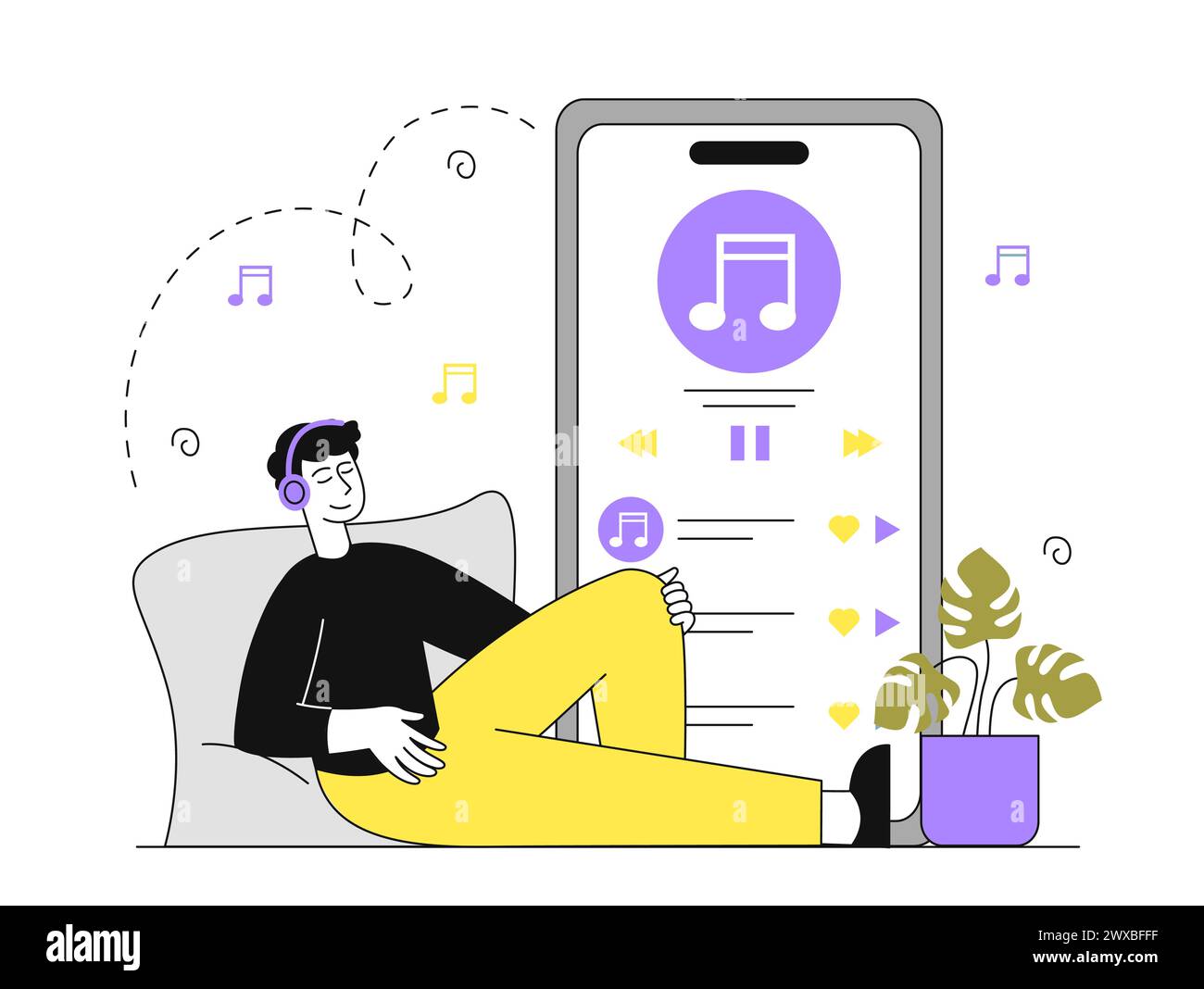 Listening comfortable Stock Vector Images - Alamy