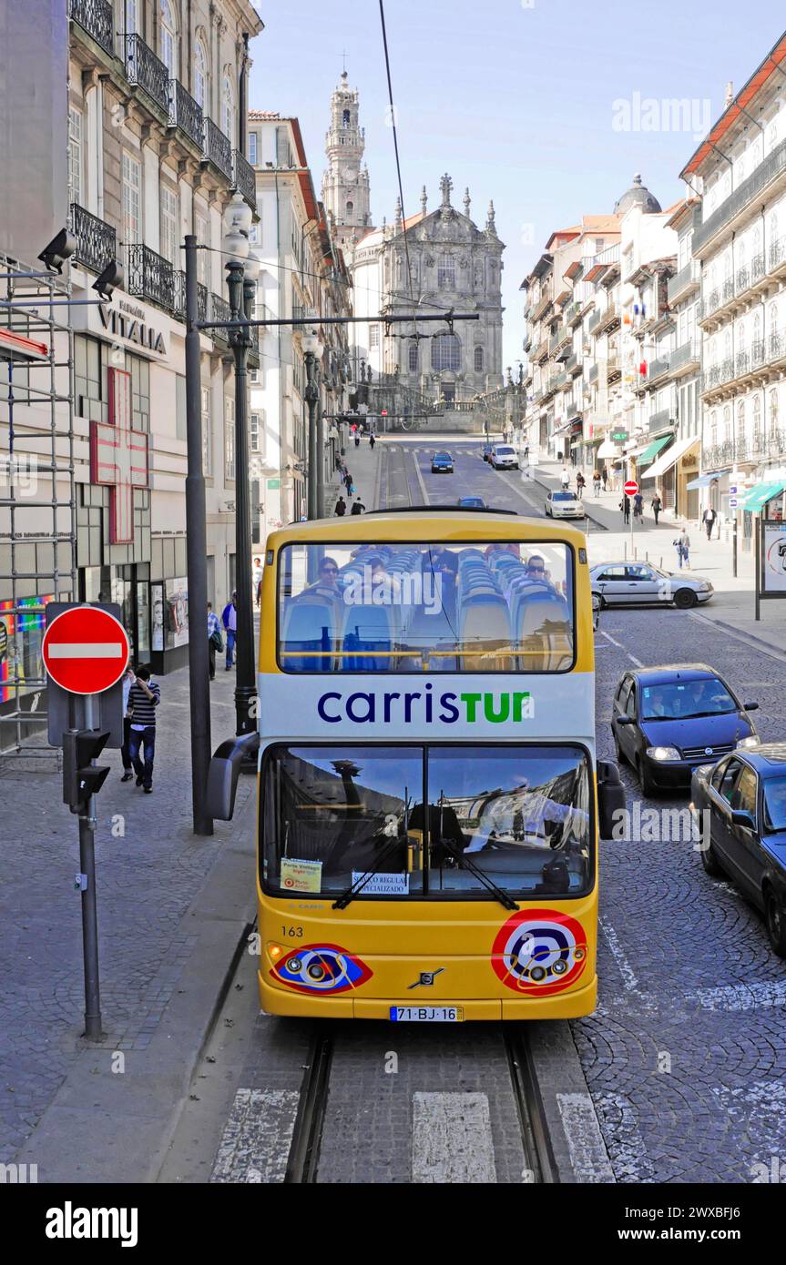 Porto city centre, behind the Torre dos Clerigos, Porto, Yellow double ...