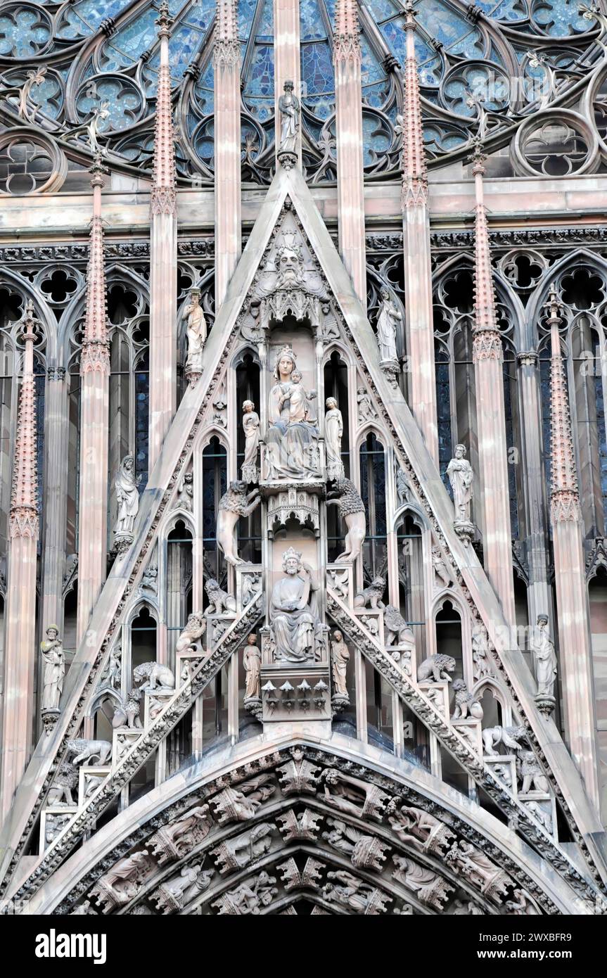Main portal with tympanum, from the UNESCO Notre-Dame Cathedral, detailed Gothic cathedral ...