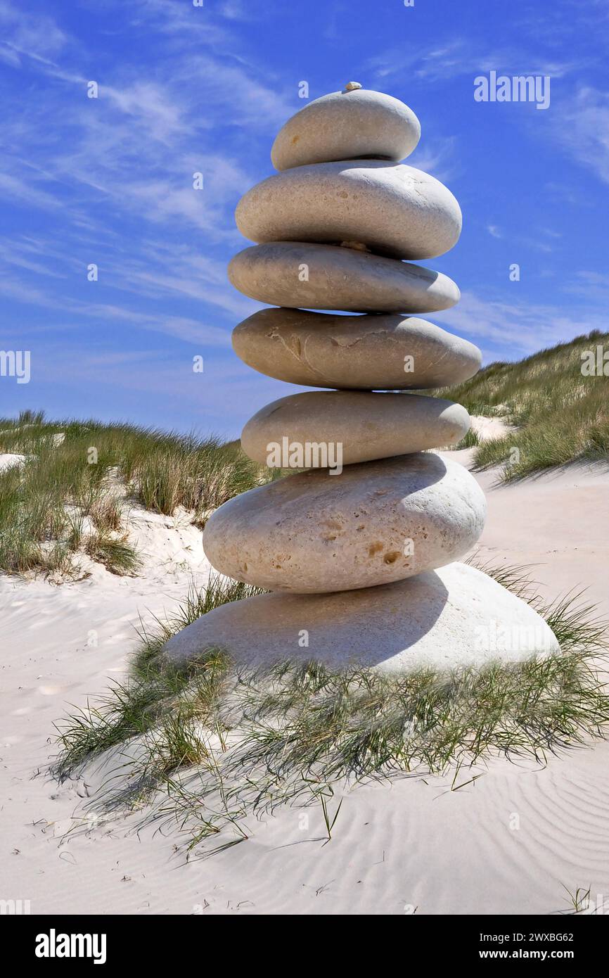 Pebble tower on the beach, Borkum Island, East Frisian Islands Stock ...