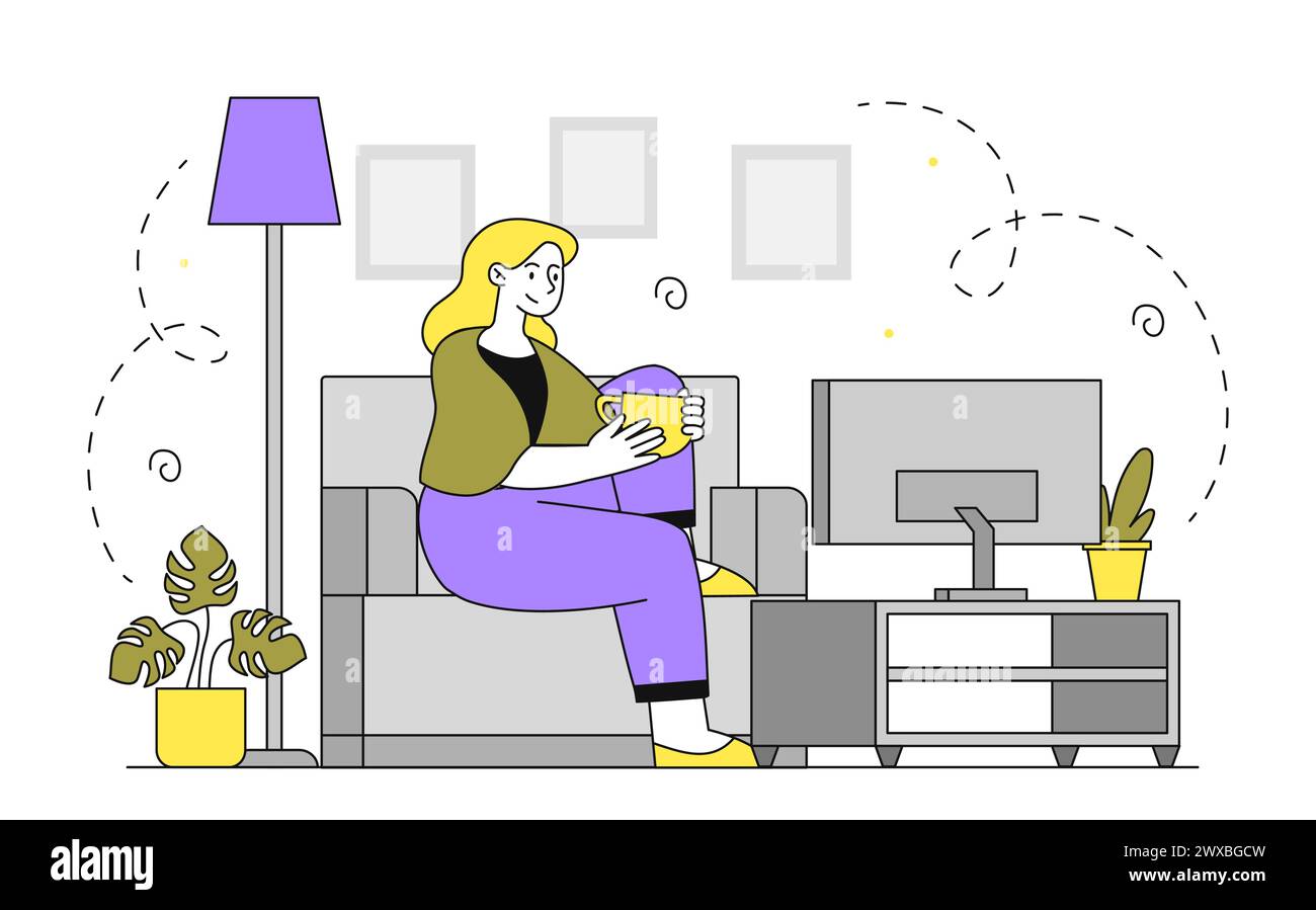 Video streaming woman watch Stock Vector Images - Alamy