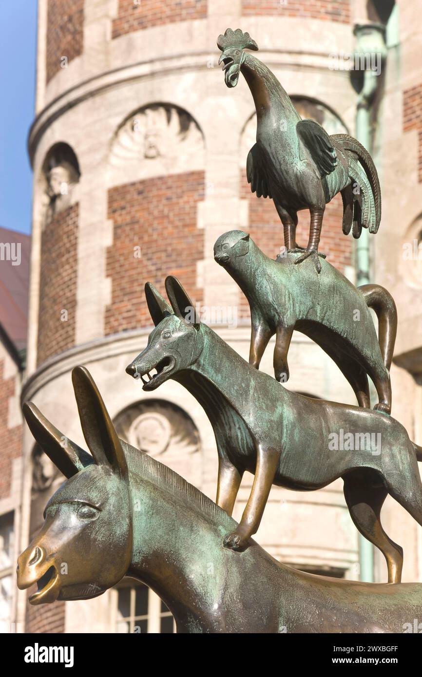 Bremen Town Musicians, bronze statue, artist Gerhard Marcks from 1953 ...
