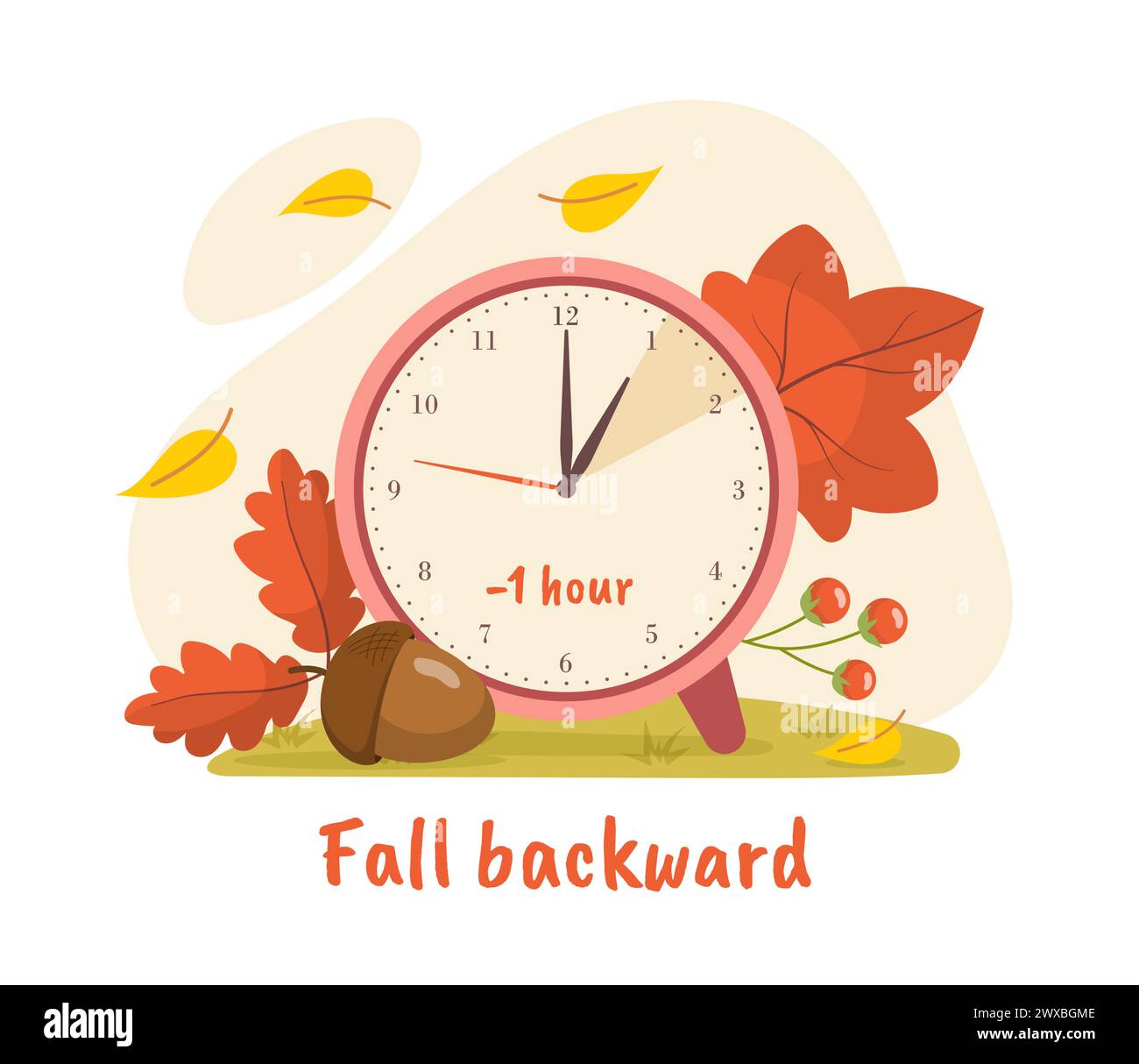 Fall Back Time Clock Clipart