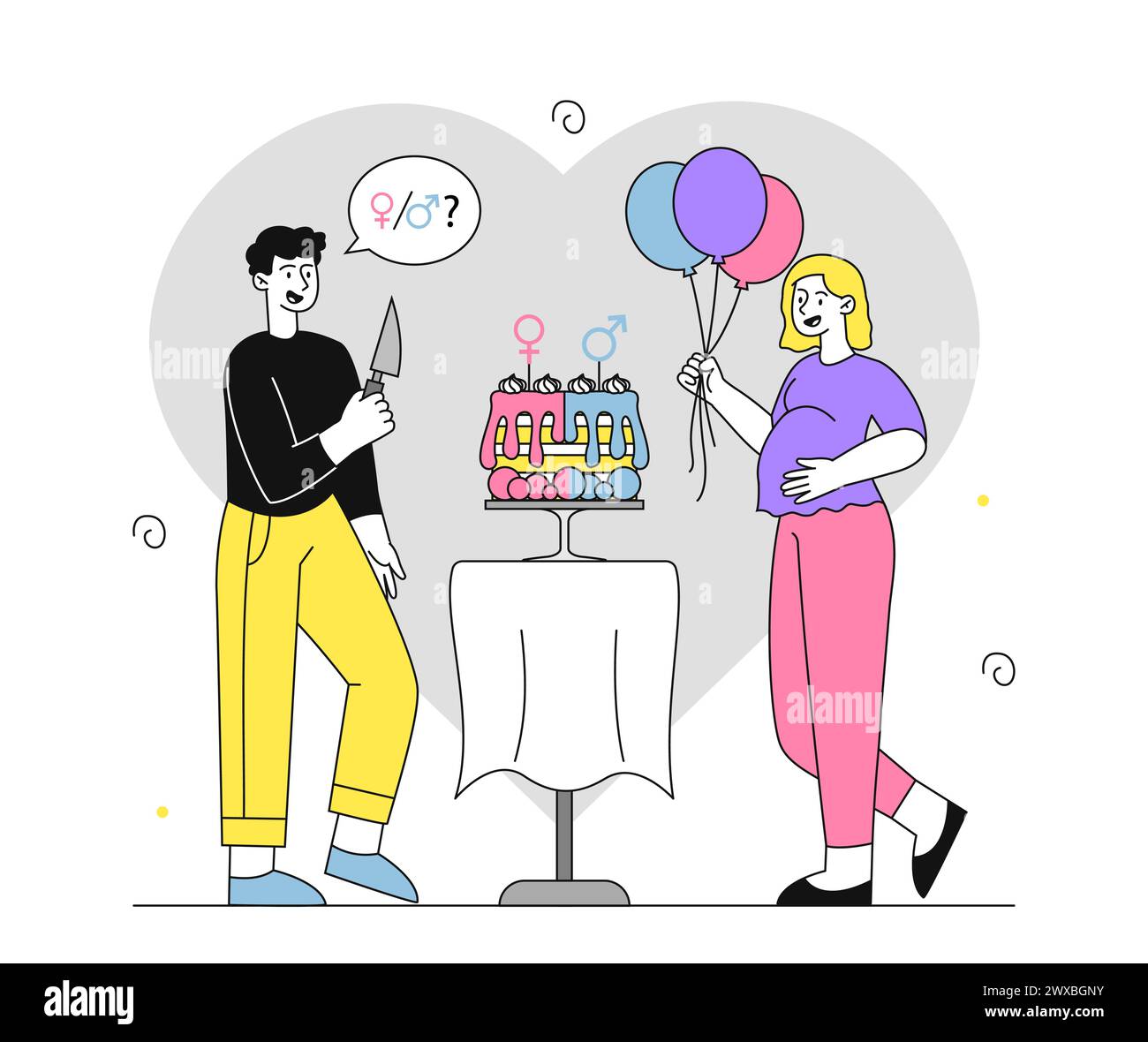 People at gender party vector linear Stock Vector Image & Art - Alamy