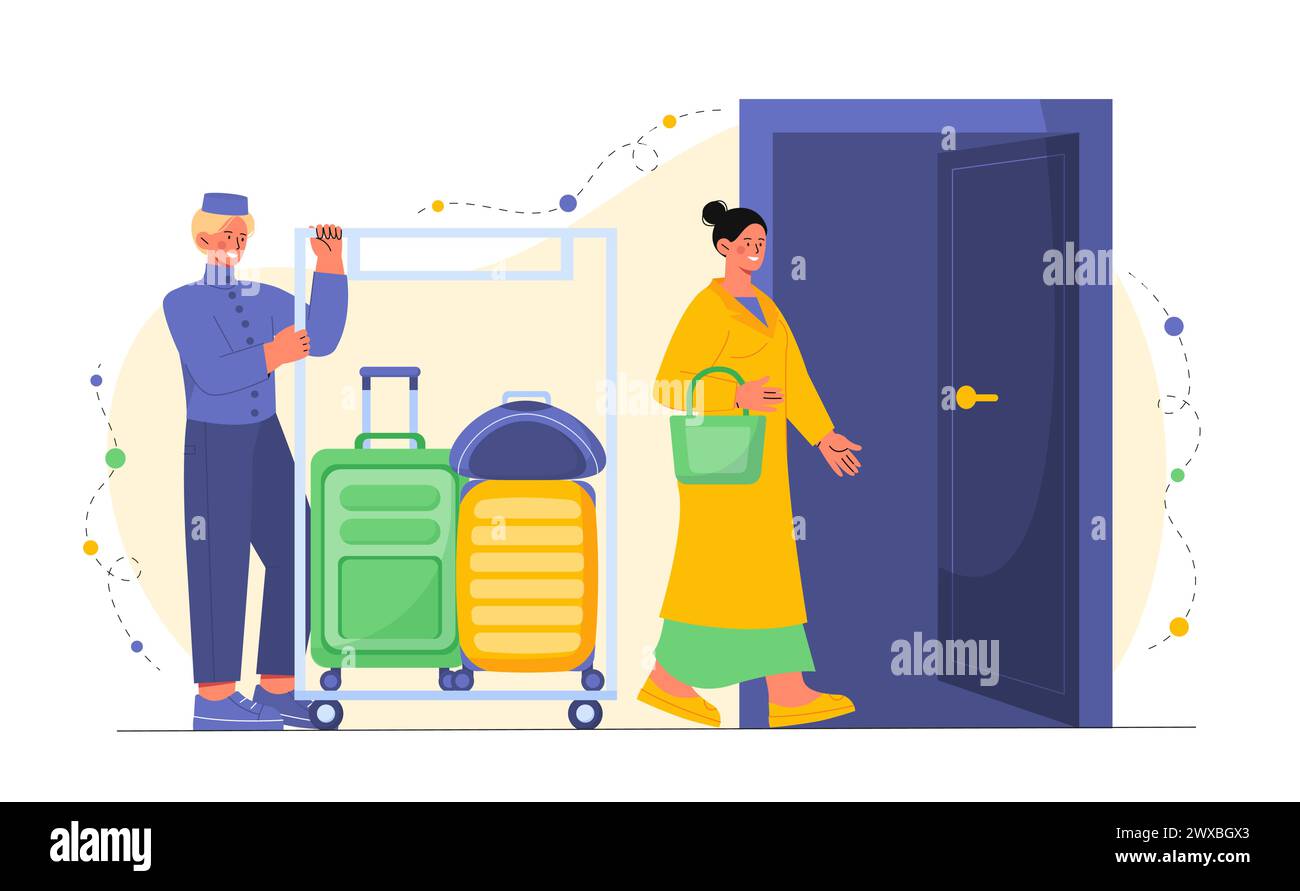 Hotel worker with client vector Stock Vector Image & Art - Alamy