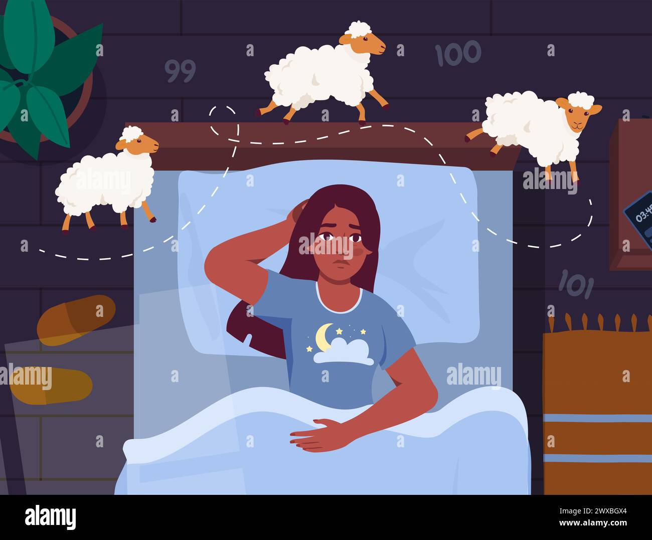 Woman with insomnia vector concept Stock Vector Image & Art - Alamy