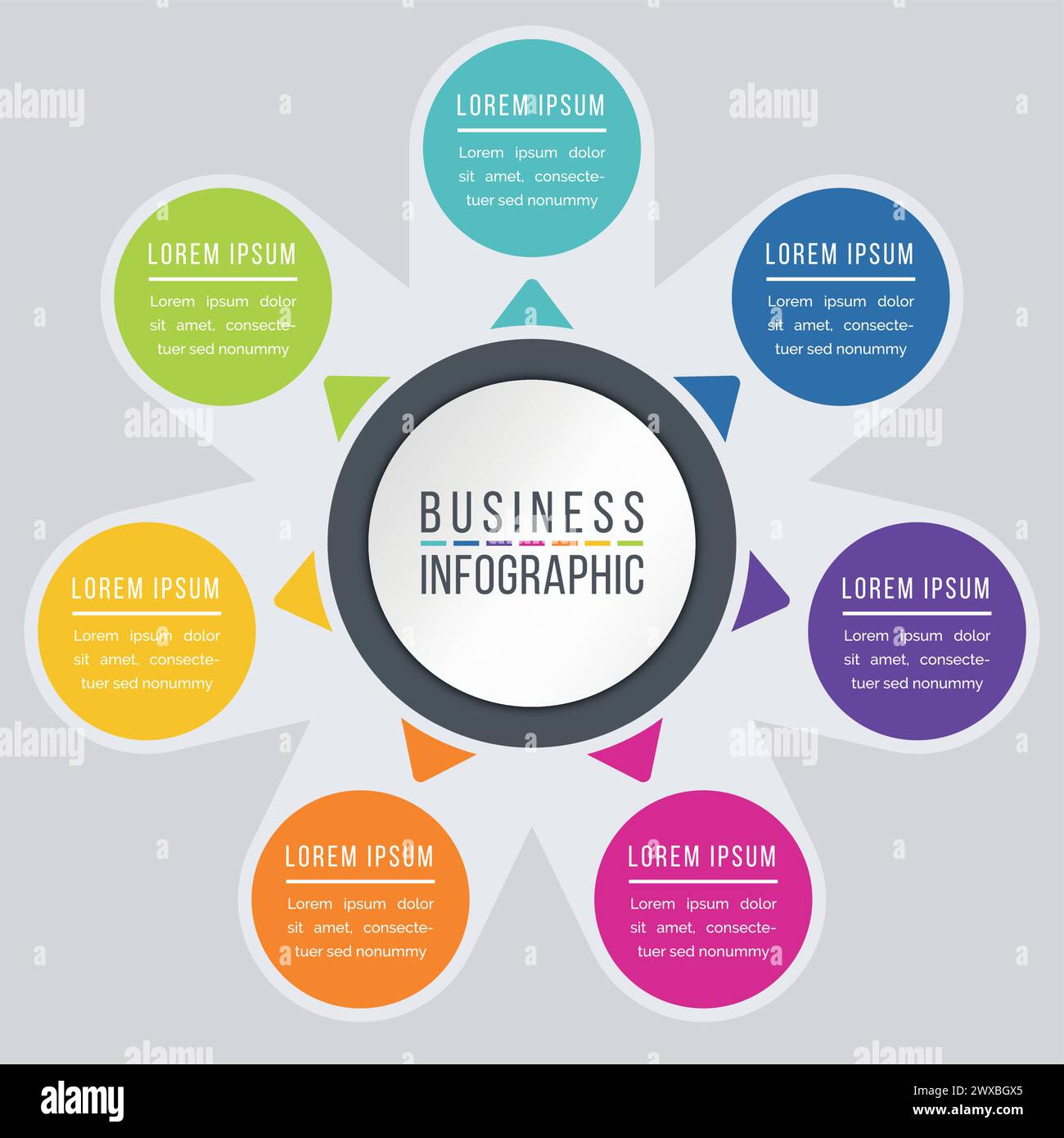 Infographic circle design 7 steps, objects, options or elements ...