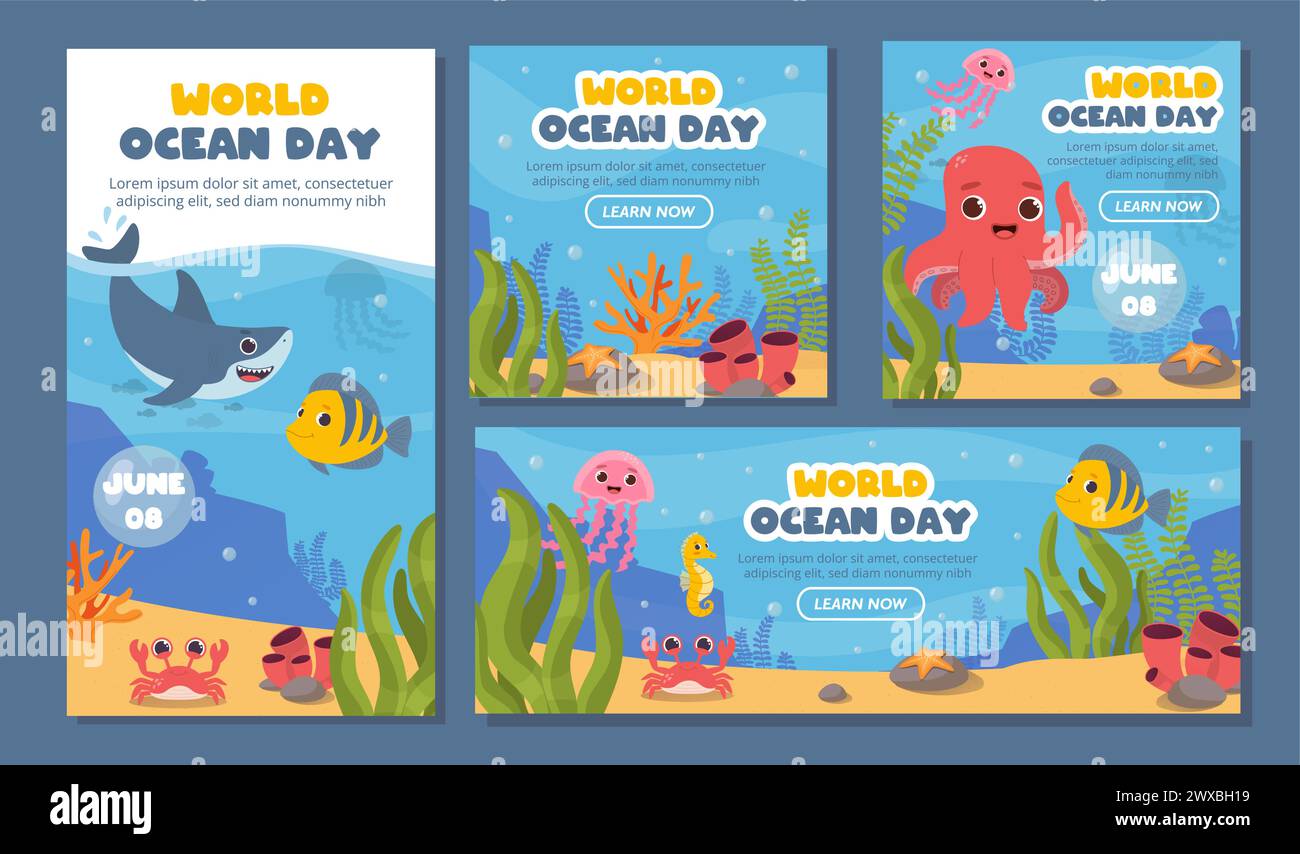 Ocean day banners vector set Stock Vector Image & Art - Alamy
