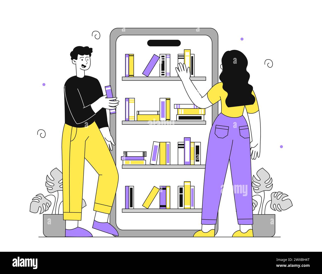 People with online library vector linear Stock Vector Image & Art - Alamy