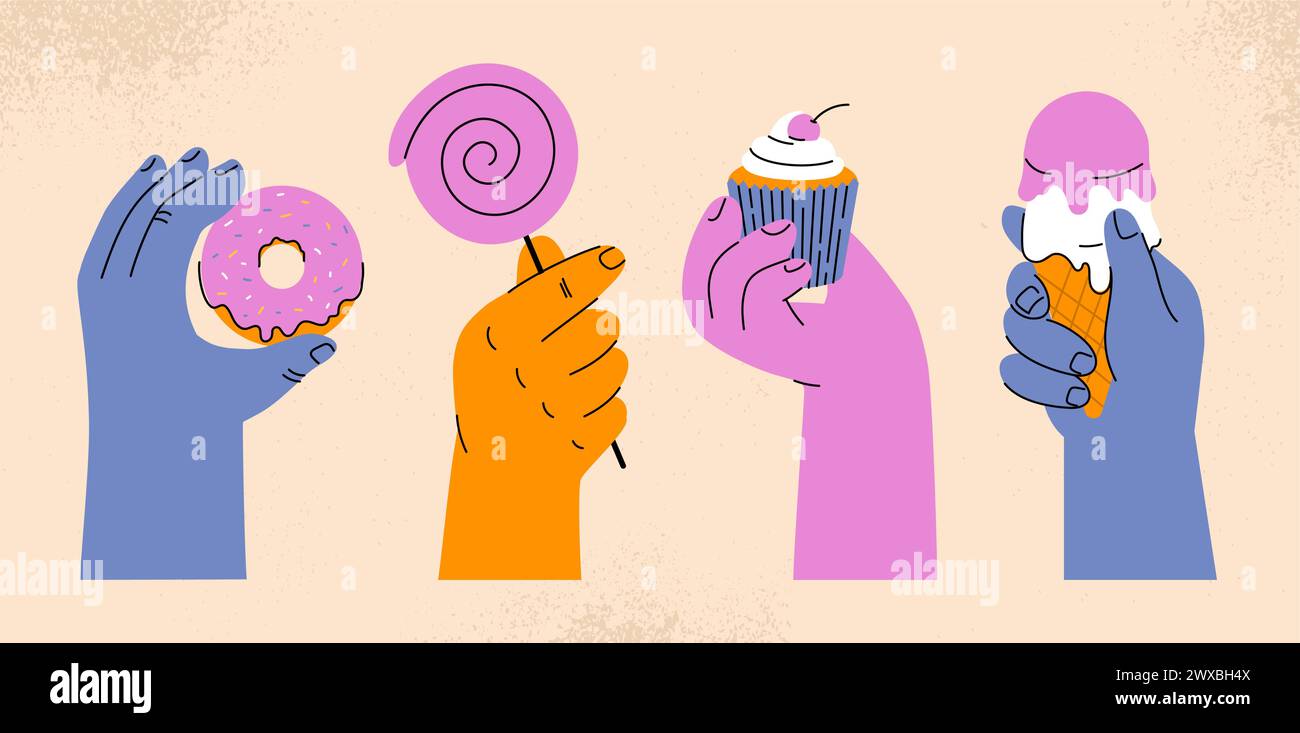 Hands with sweets vector set Stock Vector Image & Art - Alamy