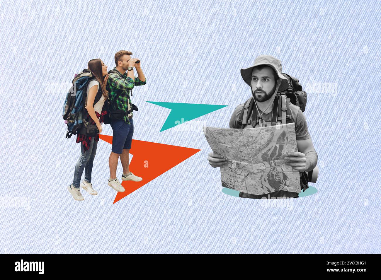 3D photo collage trend artwork composite sketch image of two people ...