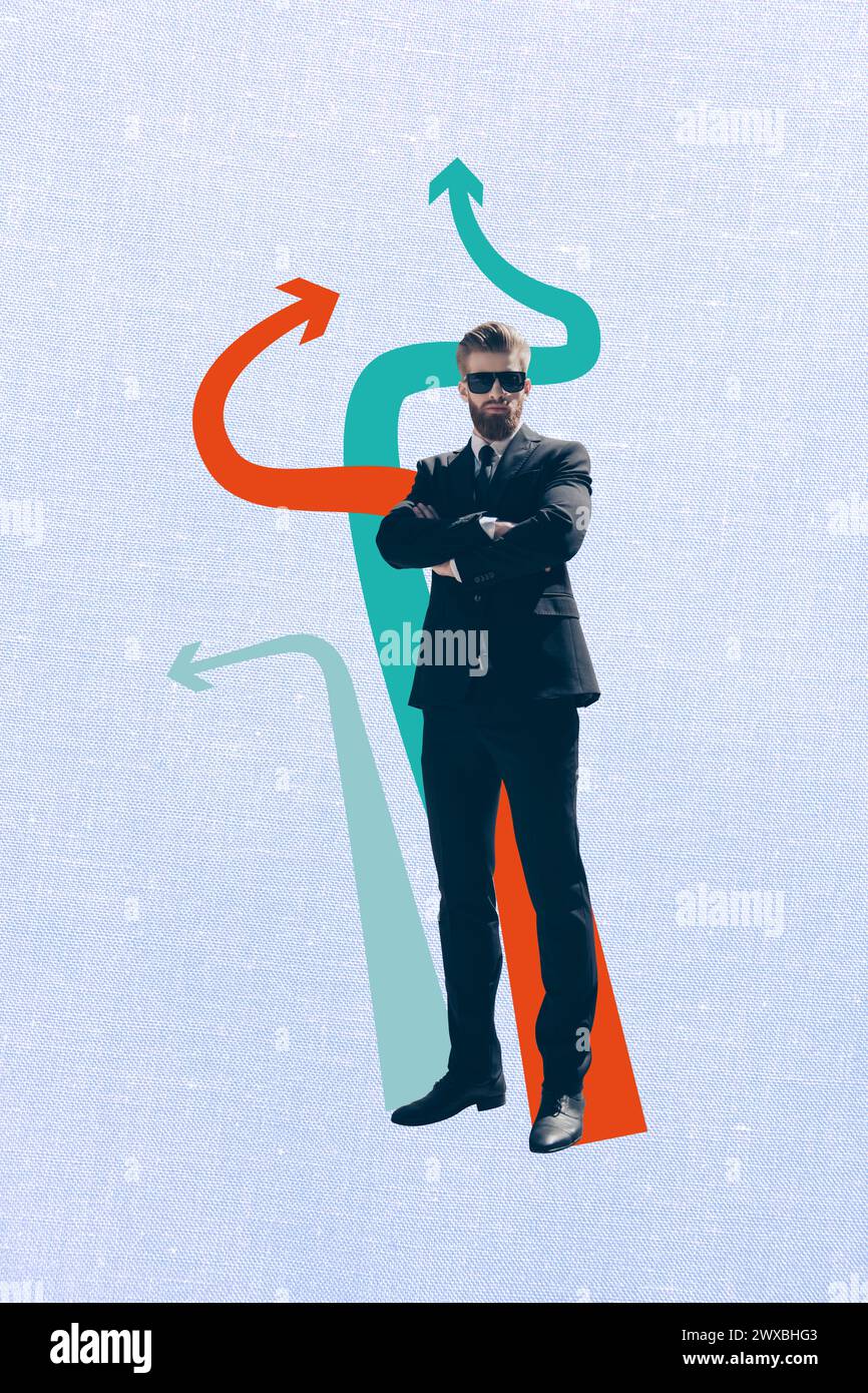 Trend artwork composite sketch image 3D photo collage of confident ...