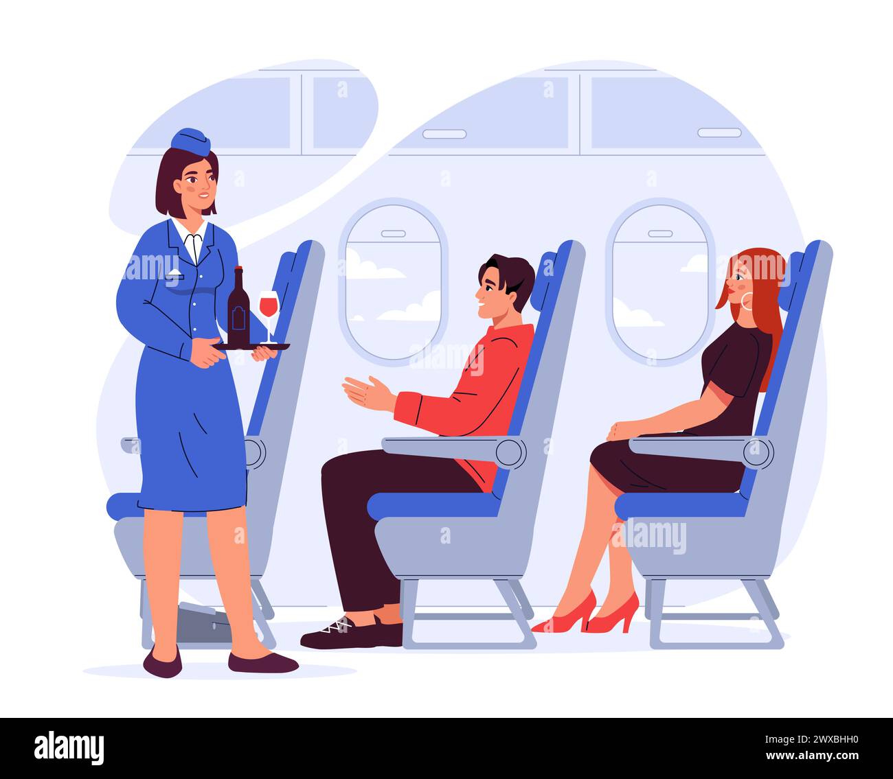 Stewardess at airplane vector Stock Vector Image & Art - Alamy