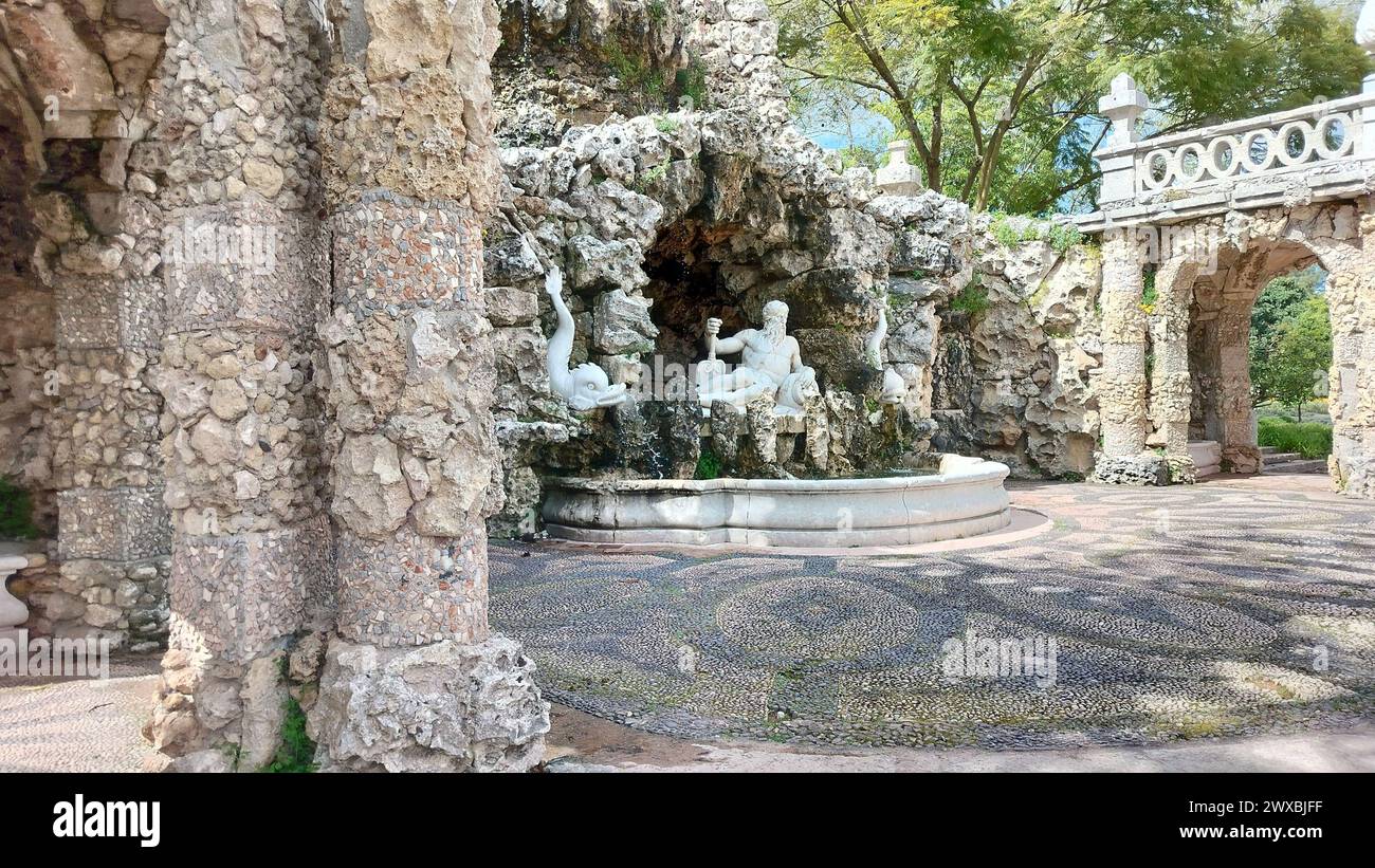Poets Waterfall Fountain, Cascata dos Poetas, in the gardens of Marques ...