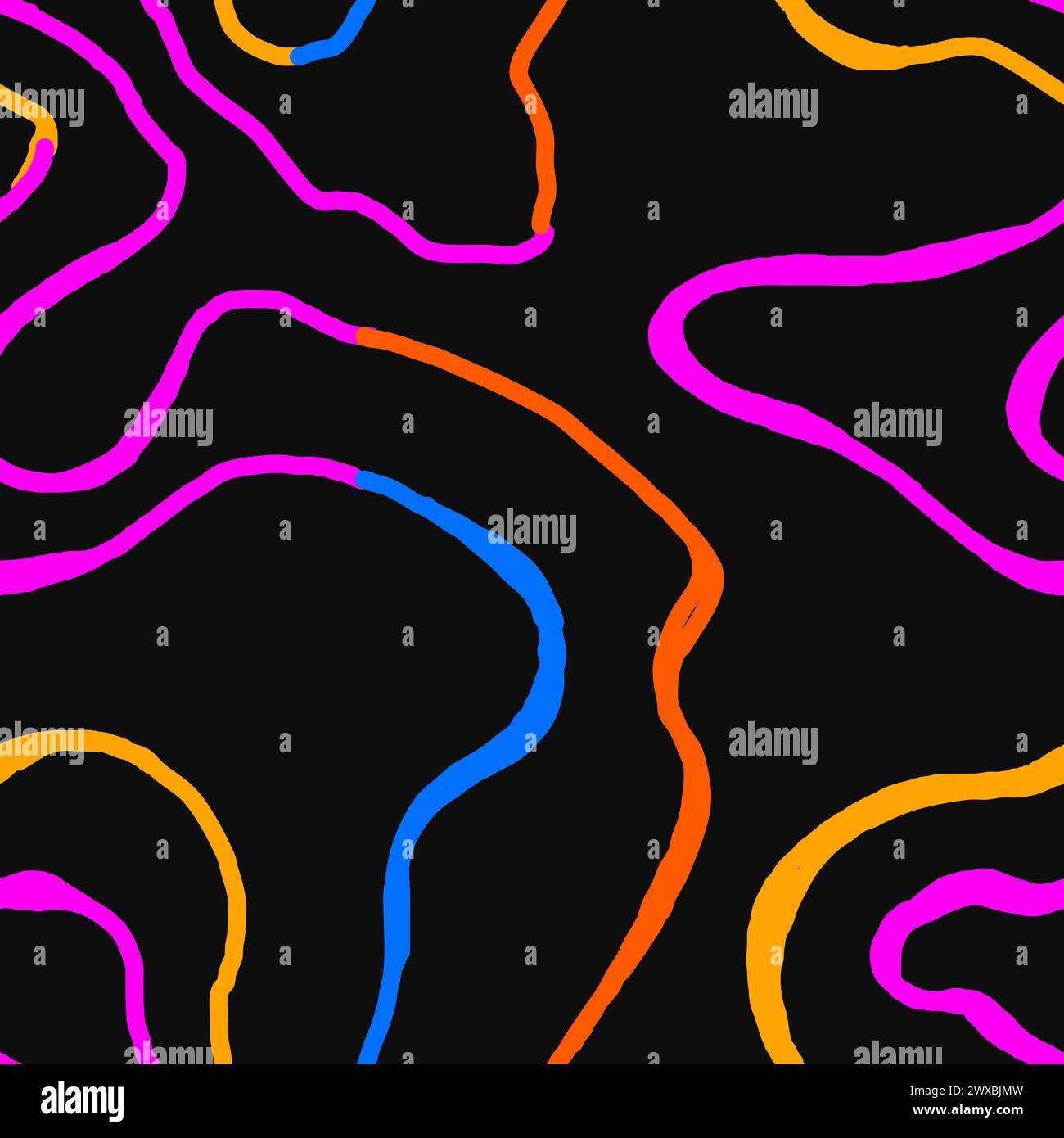 Squiggle line doodle seamless pattern. Creative abstract scribble style ...