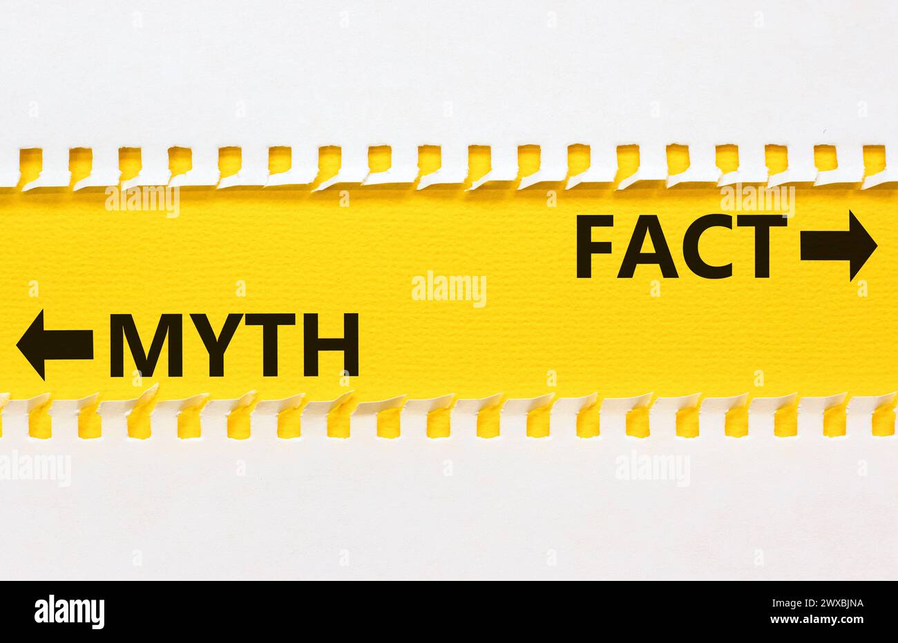 Fact or myth symbol. Concept word Myth and Fact on beautiful yellow ...