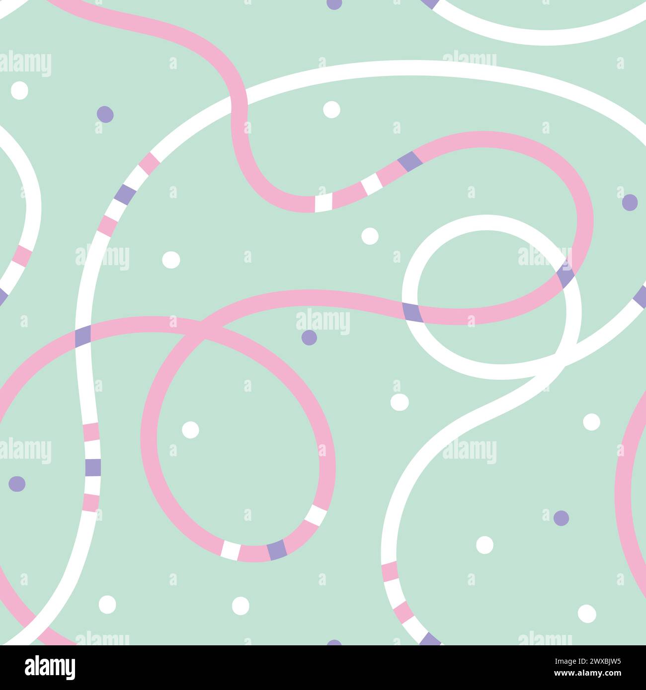 Continios line doodle seamless pattern. Creative abstract squiggle ...