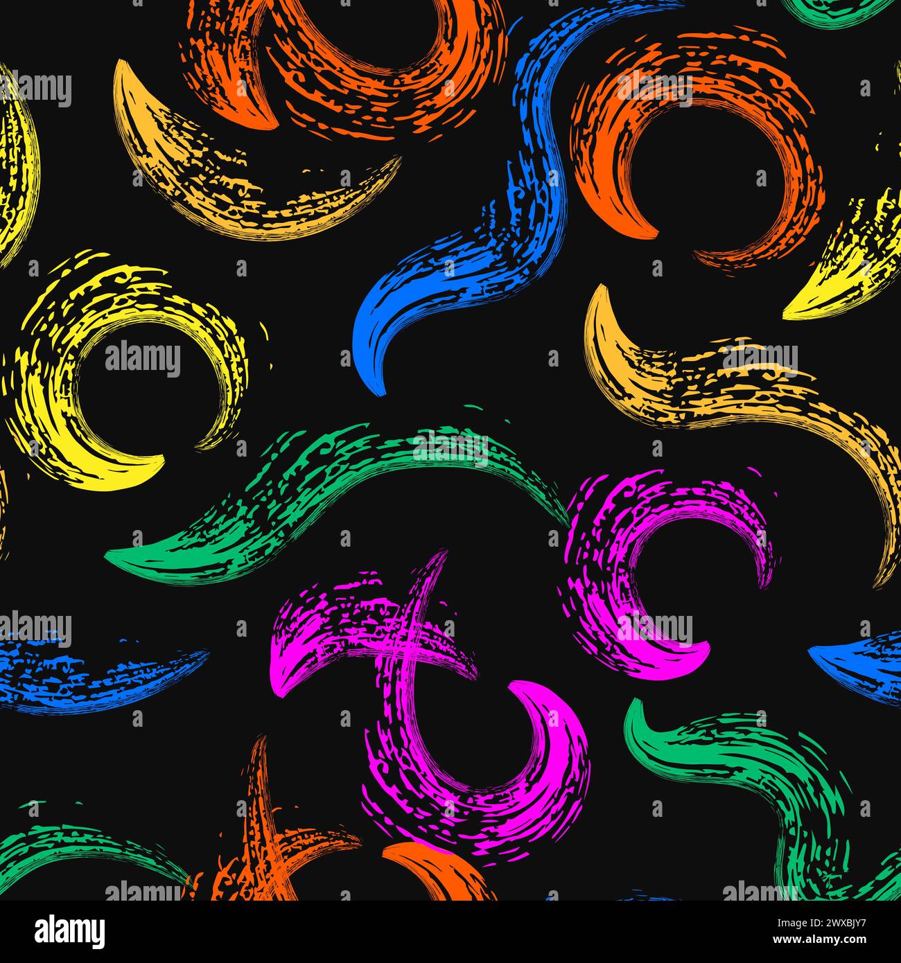 Seamless pattern with paint brush strokes vector collection. Hand drawn ...