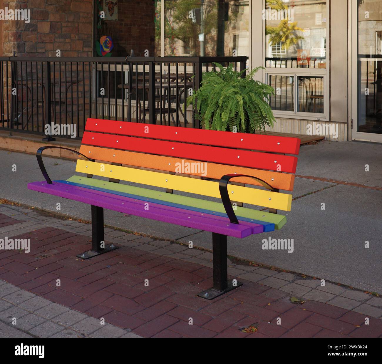 Rainbow Colored Park Bench Stock Photo - Alamy