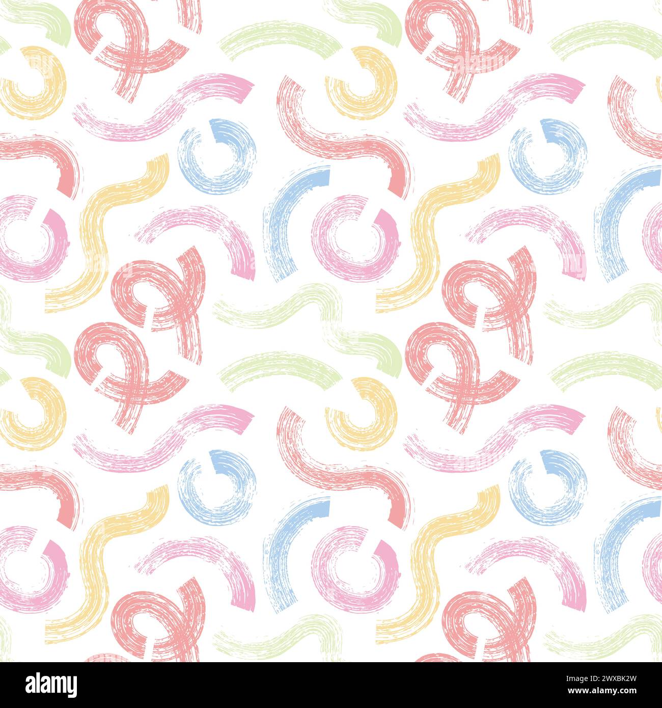 Cute colorful line brush crayon seamless pattern with squiggle ...