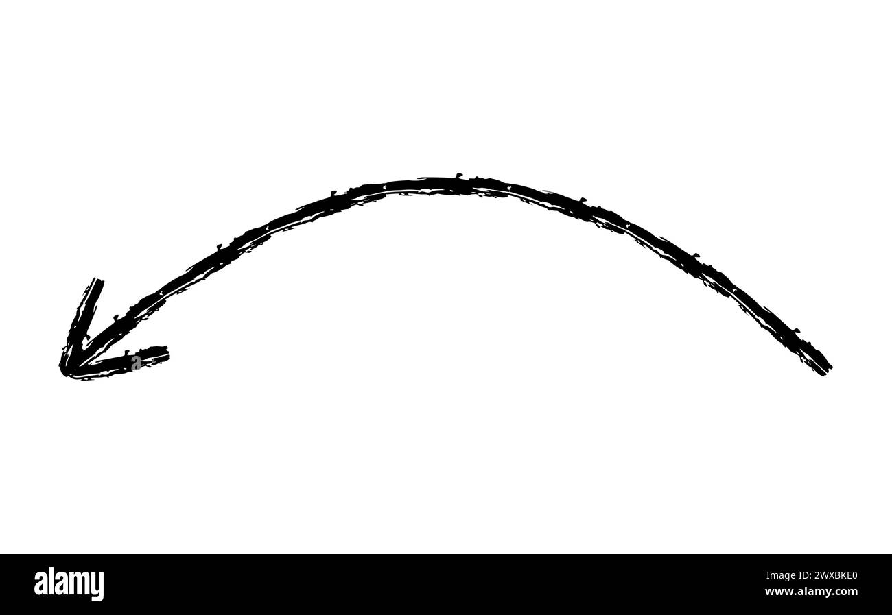 Hand drawn crayon chalk charcoal line arrow. textured arrow isolated on ...