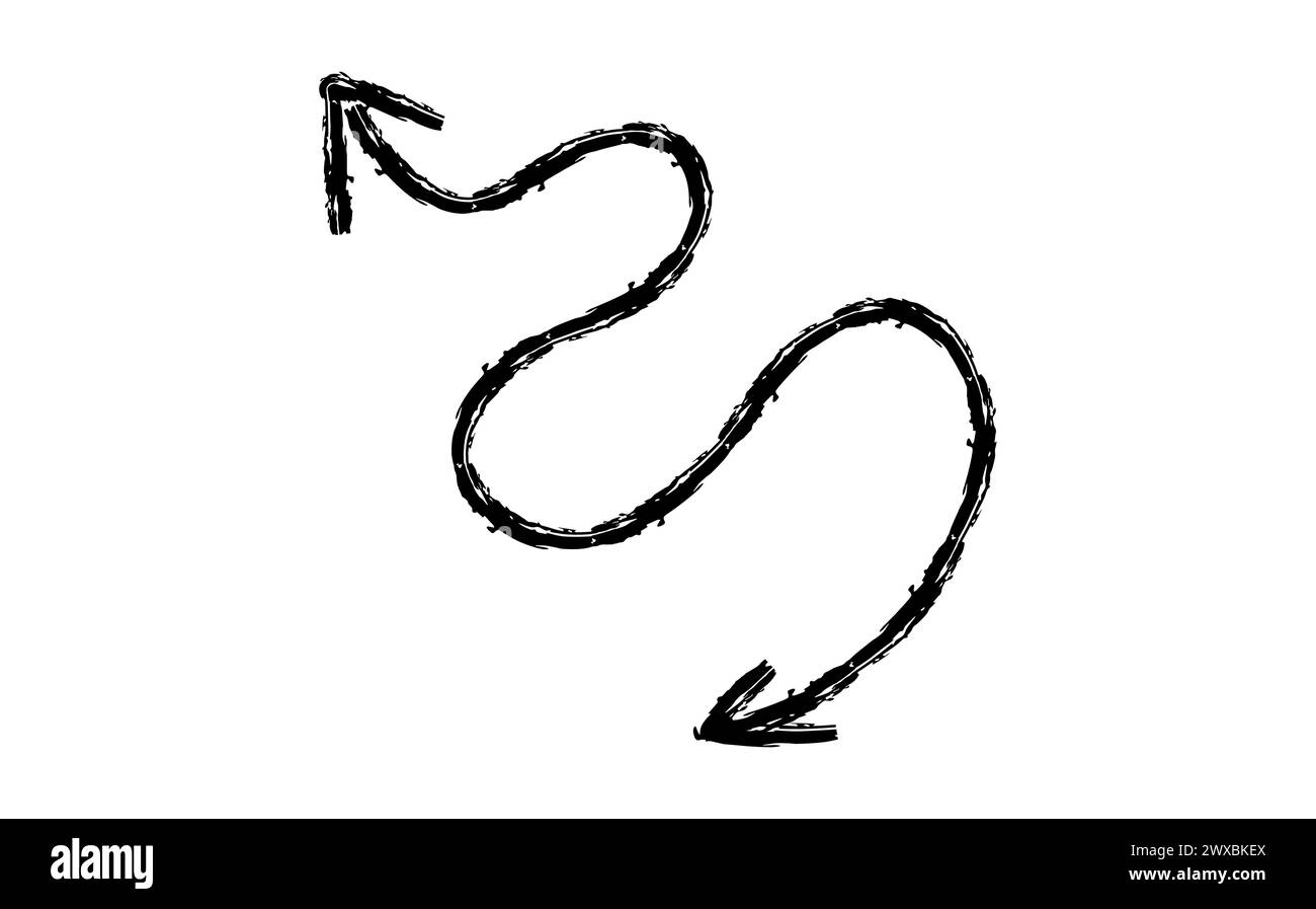 Hand drawn crayon chalk charcoal line arrow. textured arrow isolated on ...