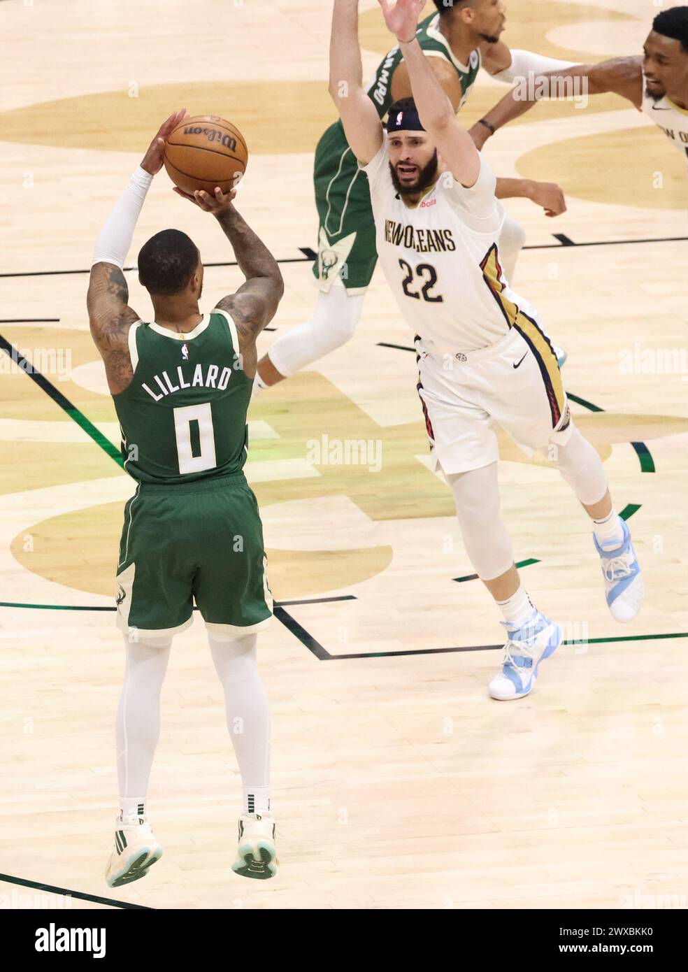 New Orleans, USA. 28th Mar, 2024. Milwaukee Bucks guard Damian Lillard ...