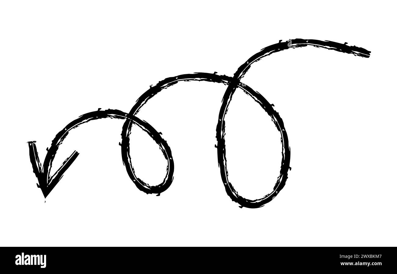 Hand drawn crayon chalk charcoal line arrow. textured arrow isolated on ...