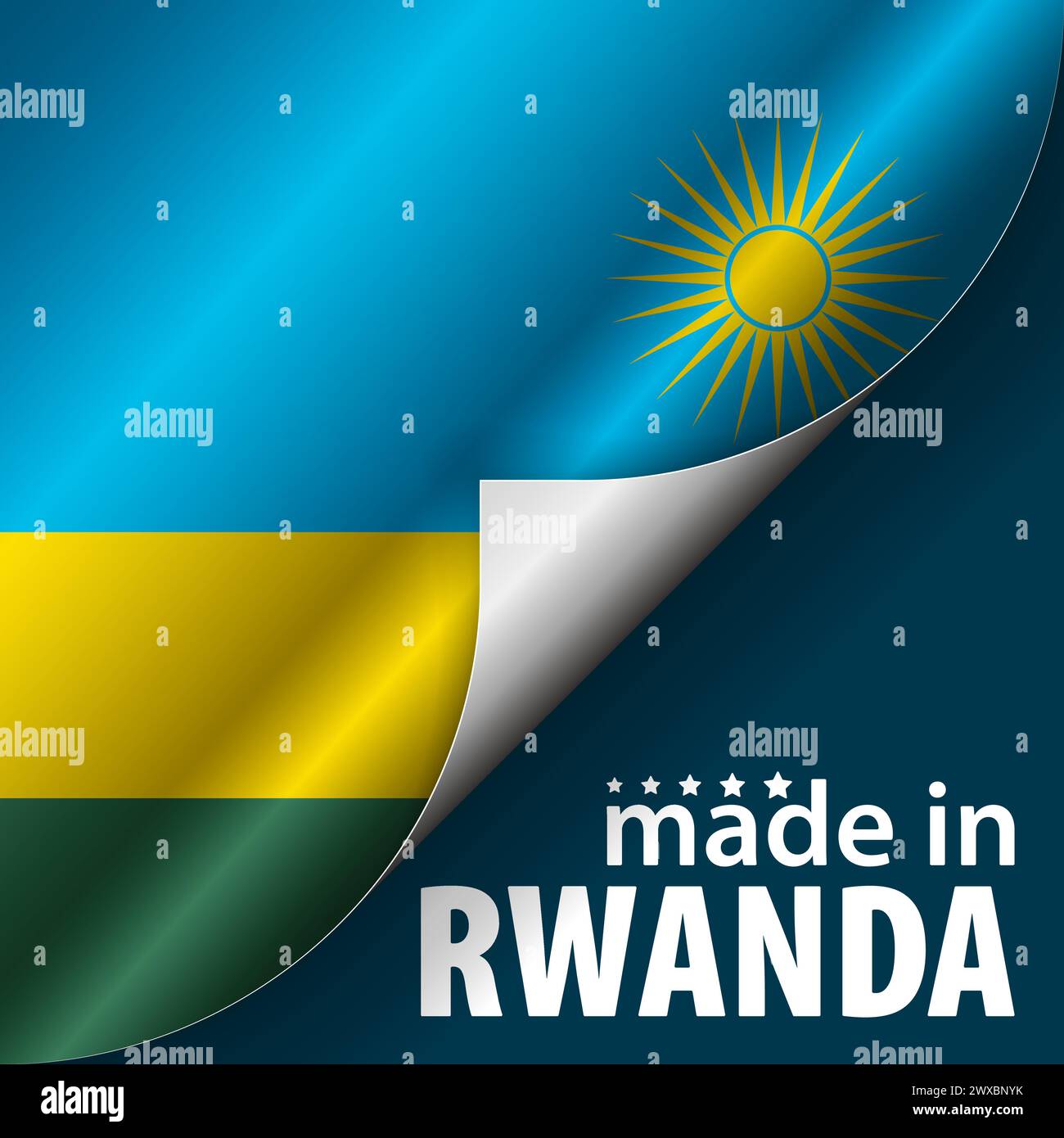 Made in Rwanda graphic and label. Element of impact for the use you ...