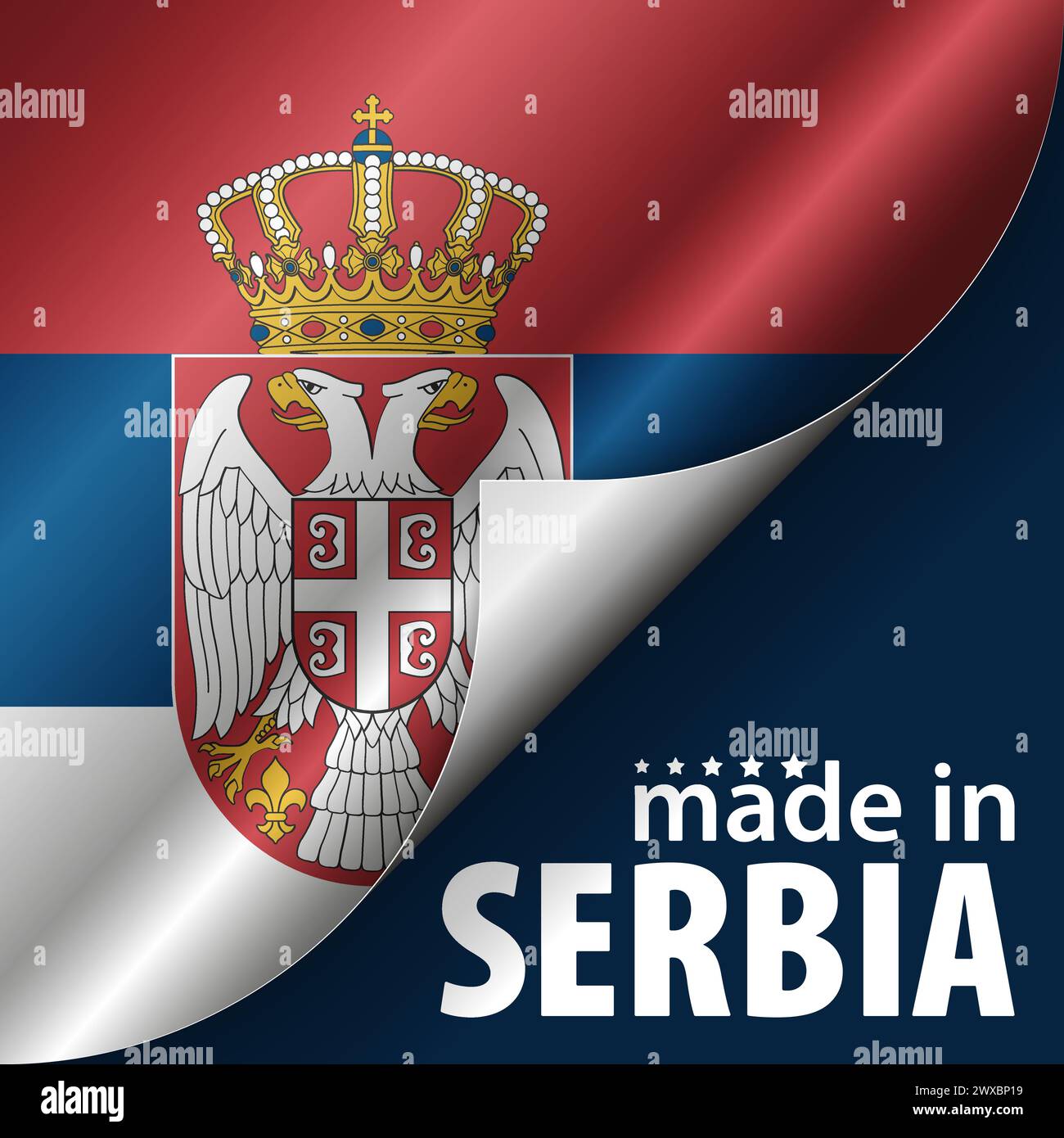 Made in Serbia graphic and label. Element of impact for the use you ...