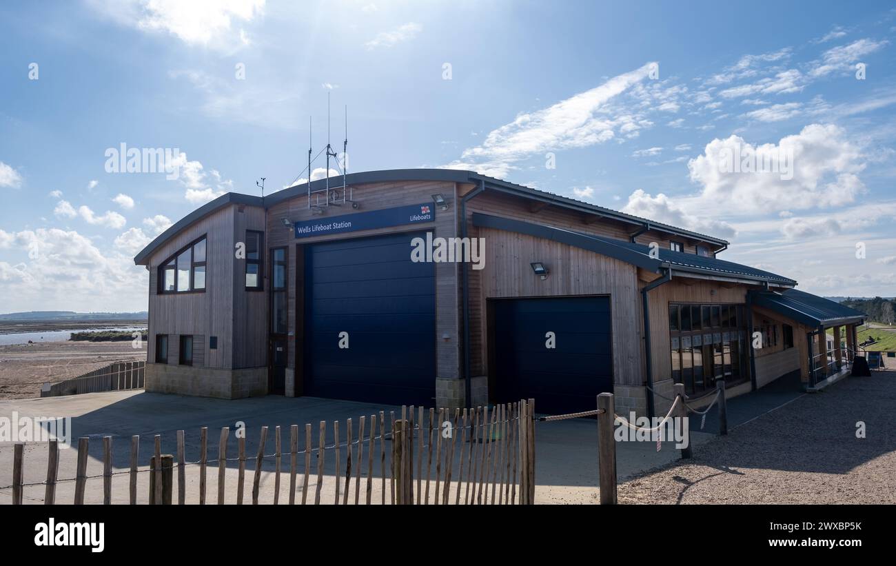 Wells, Norfolk, UK – March 25 2024. The exterior of the RNLI lifeboat ...