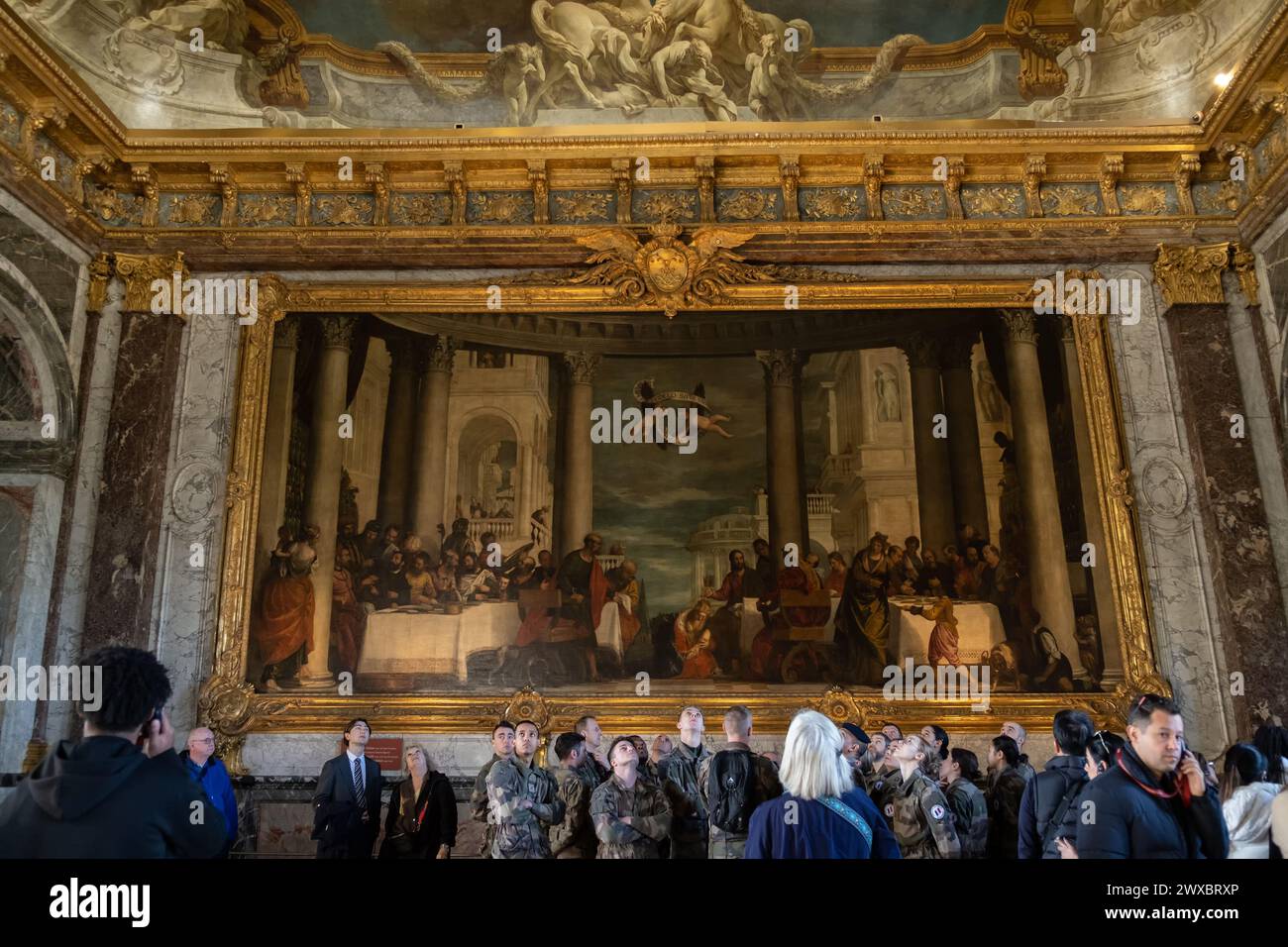 Famous salon in the impressive Palace of Versailles, French castle and ...