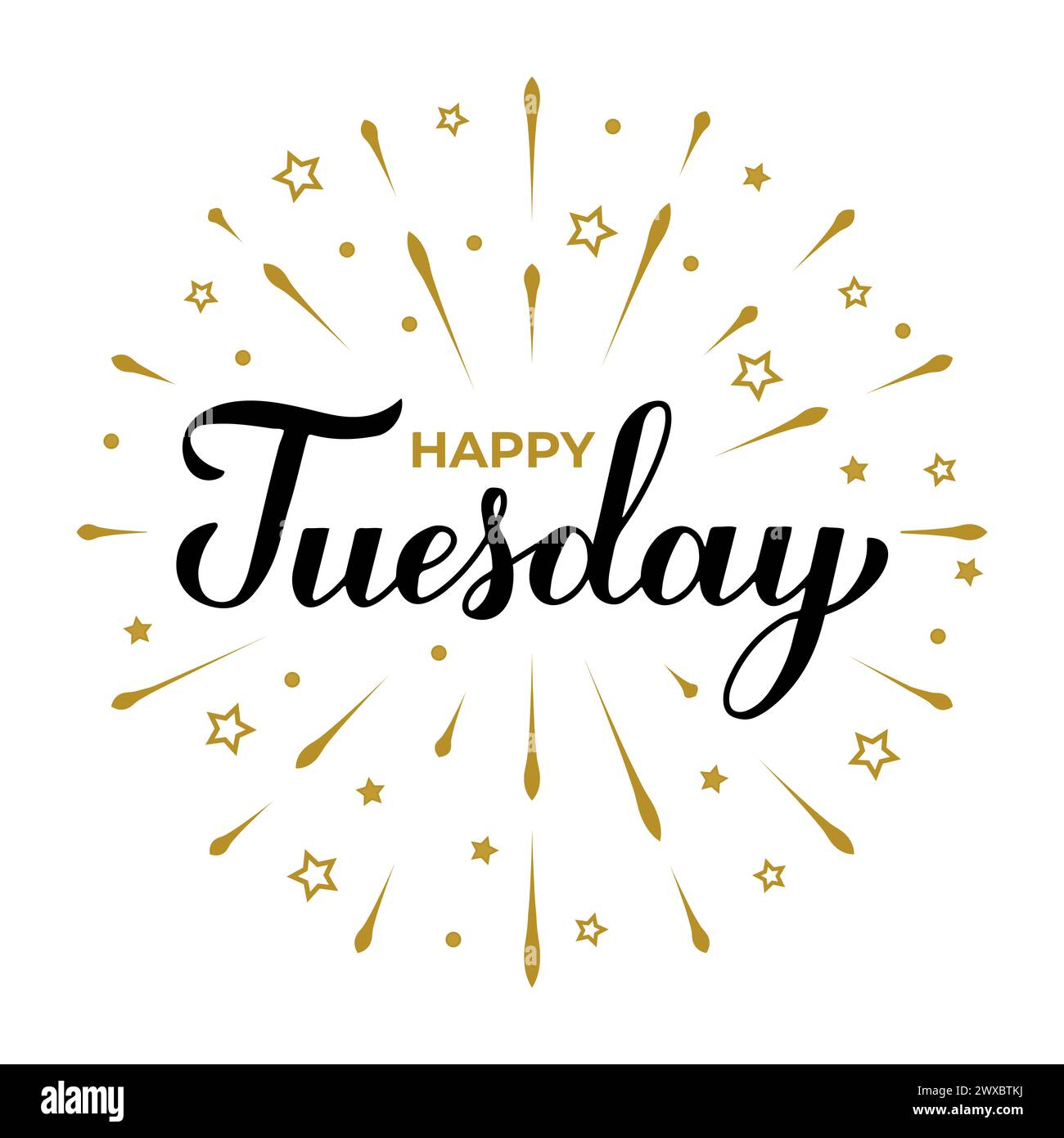 Happy Tuesday calligraphy hand lettering. Handwritten inspirational ...