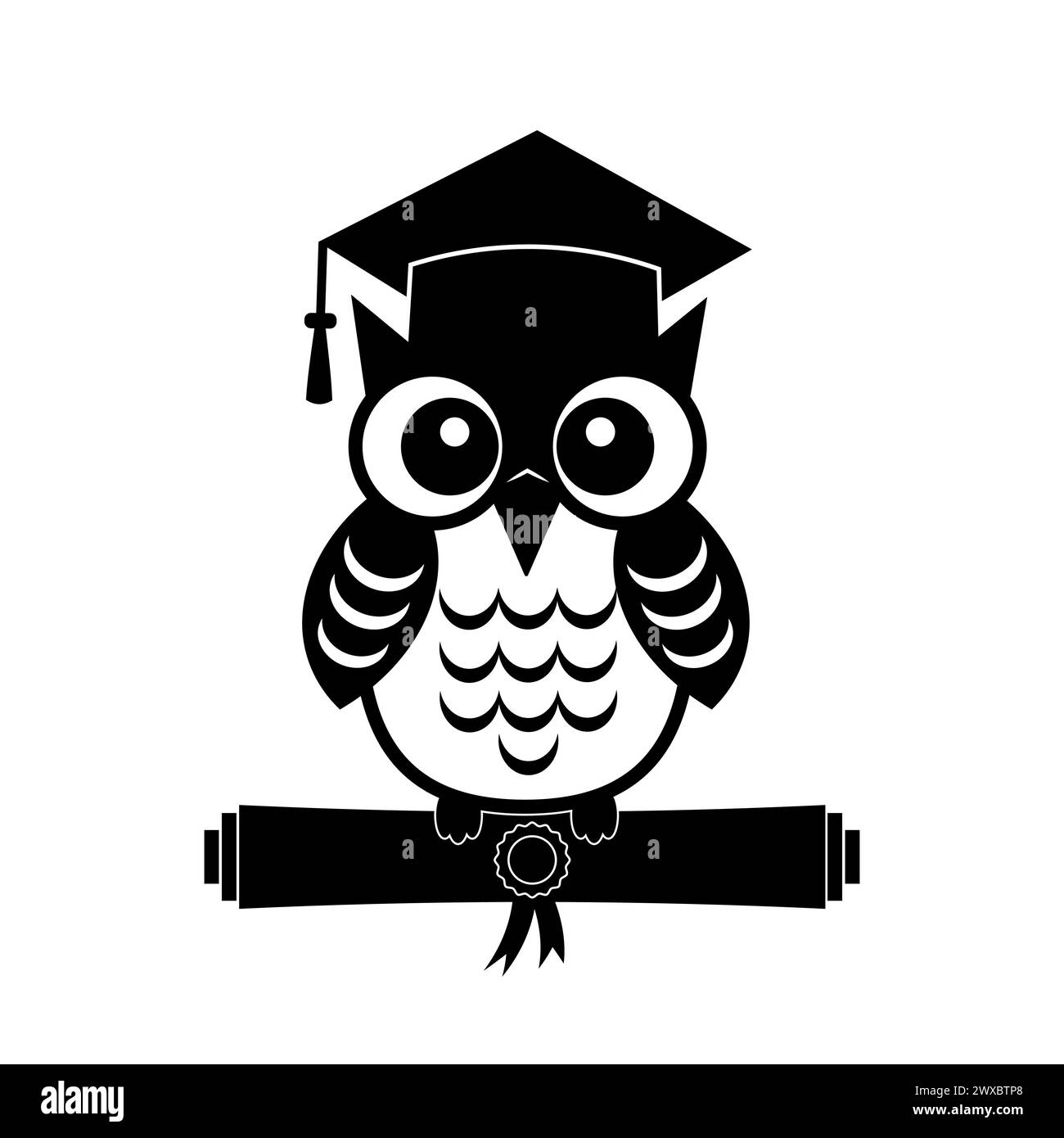 Owl wearing graduation cap Black and White Stock Photos & Images - Alamy