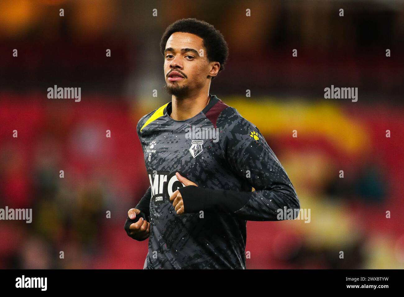 Watford's Jamal Lewis warming up prior to kick off during the Watford ...
