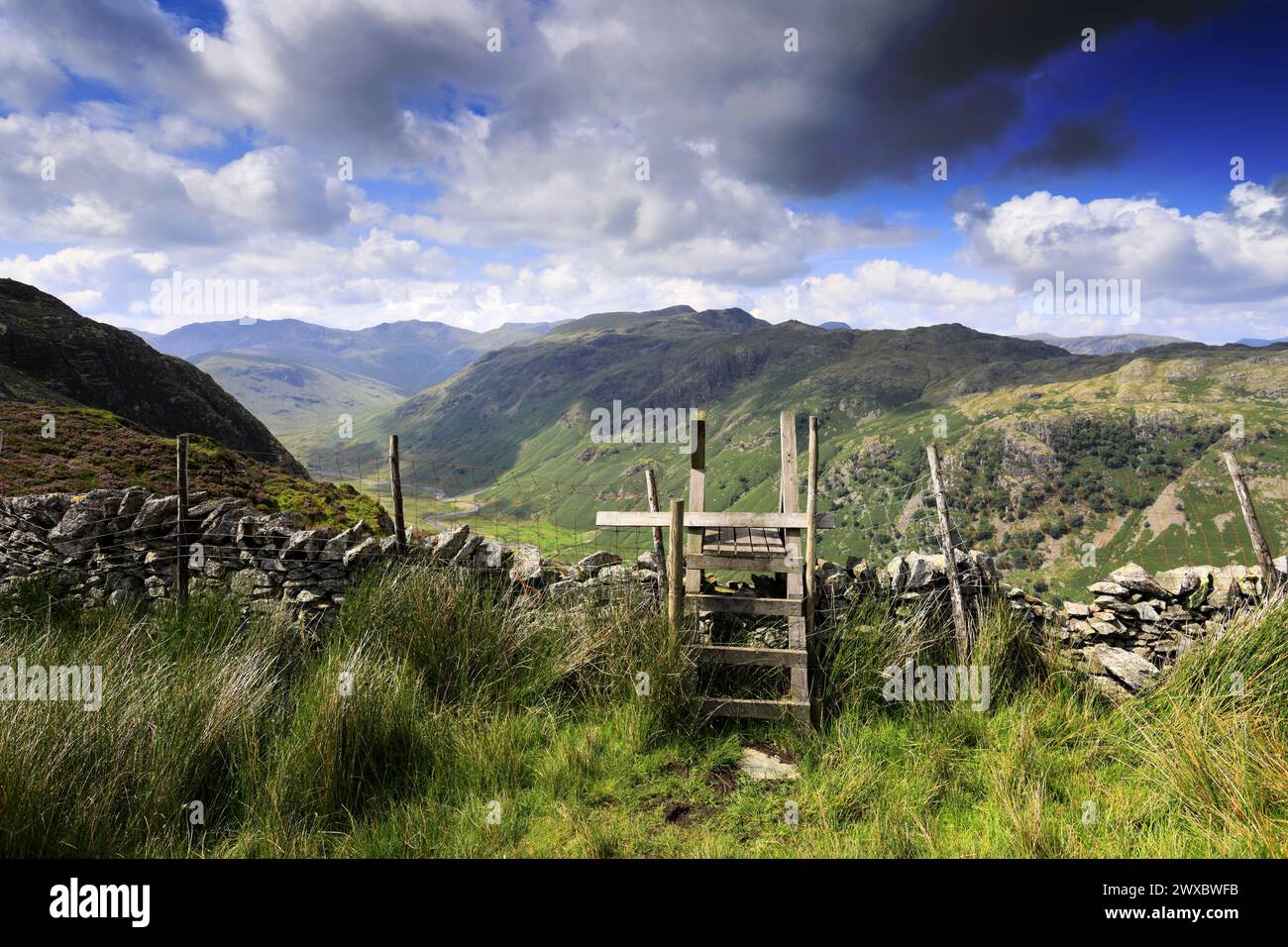 View through the Langstrath Valley from Sergeants Crag fell, Lake ...