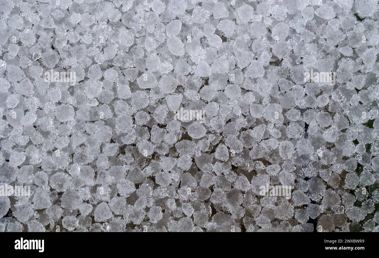 a lot of round crystals of ice precipitation fell in the form of hail ...