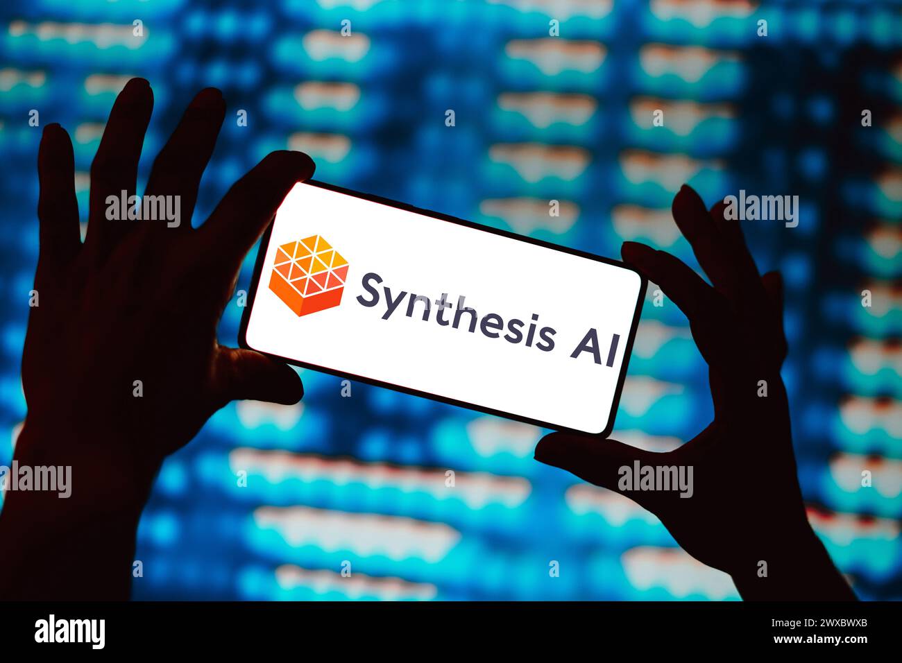 In this photo illustration, the Synthesis AI logo is displayed on a ...